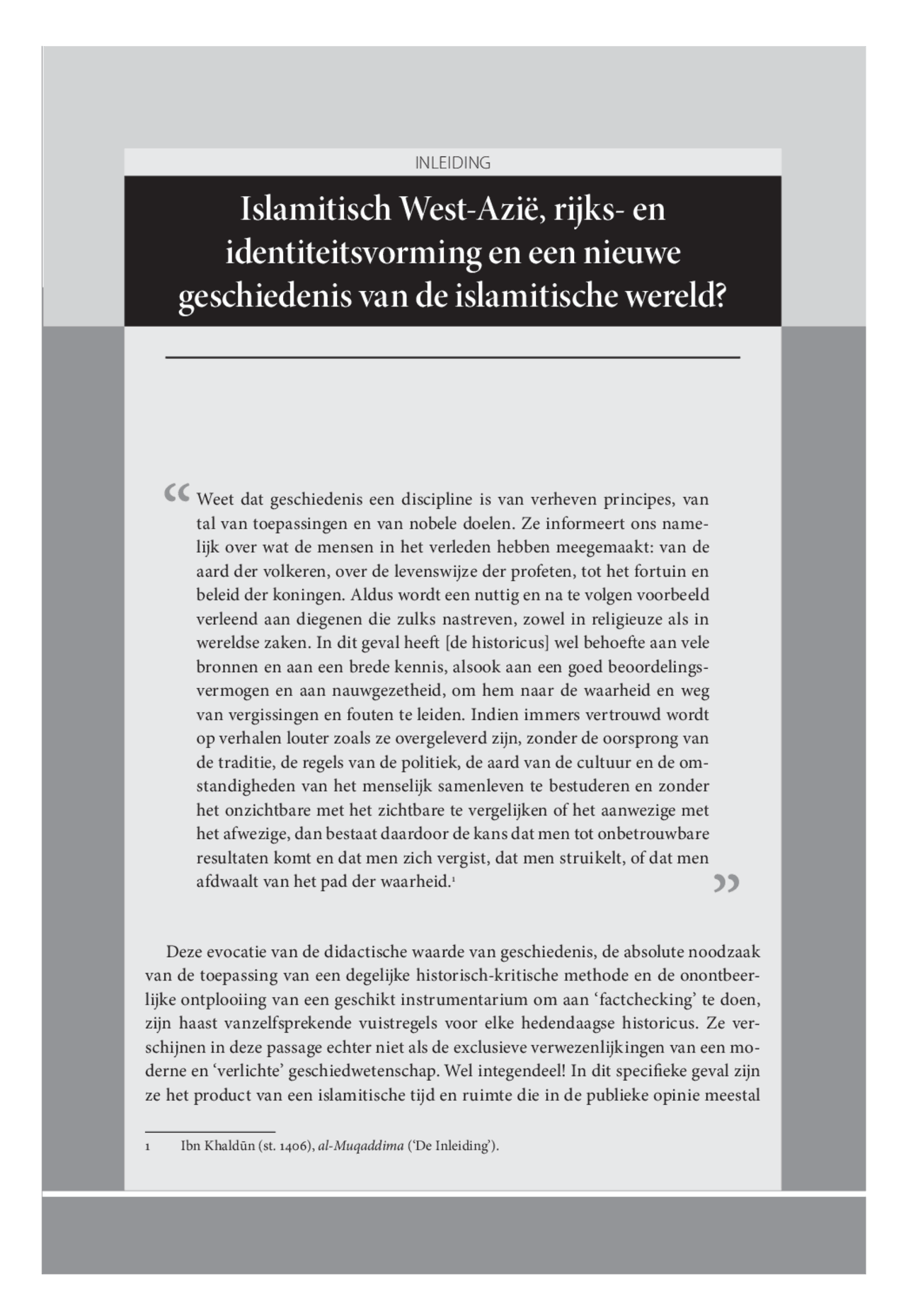 Islamitisch West-Azië, rijks- en identiteitsvorming en een nieuwe geschiedenis van de ...