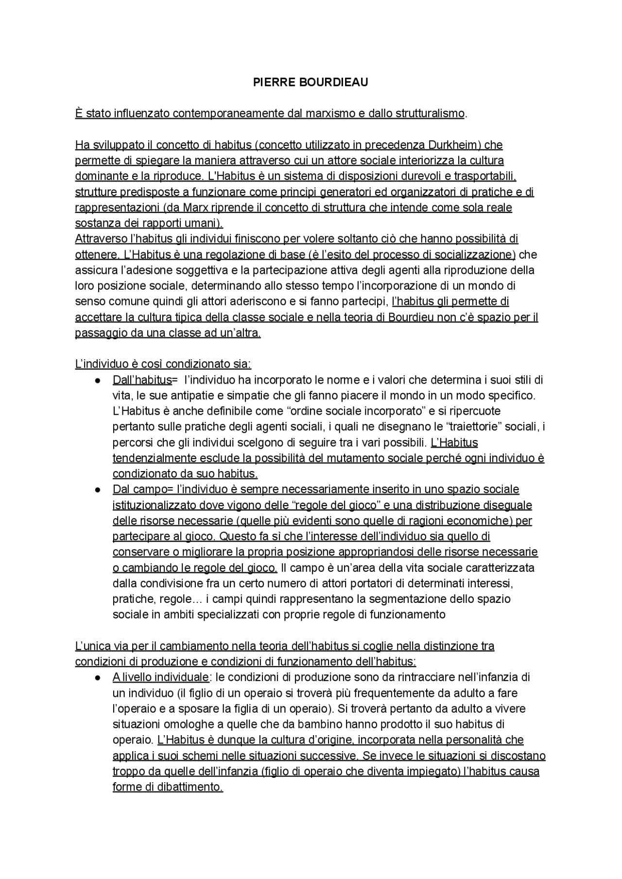 Pensiero Di Pierre Bourdieu Docsity