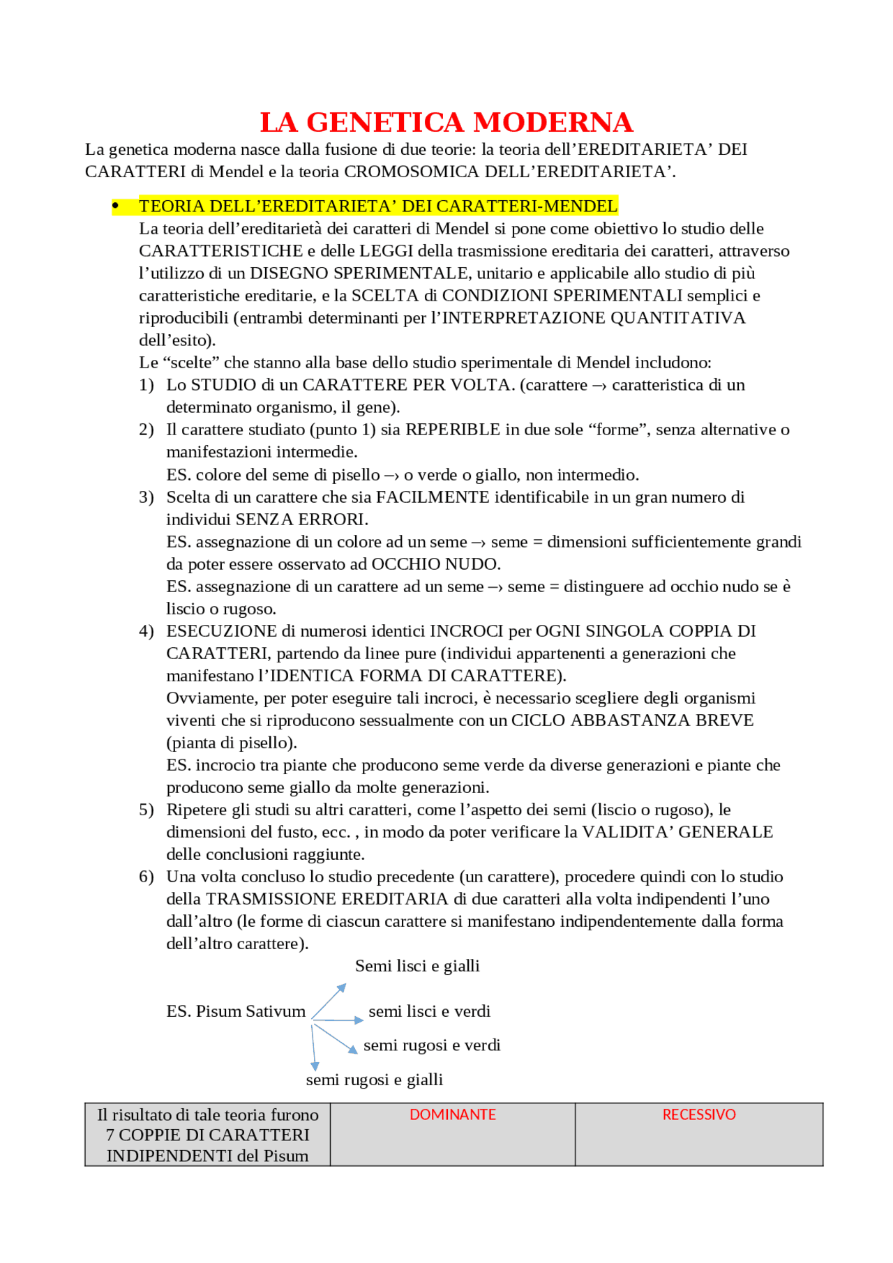 La genetica moderna - Docsity
