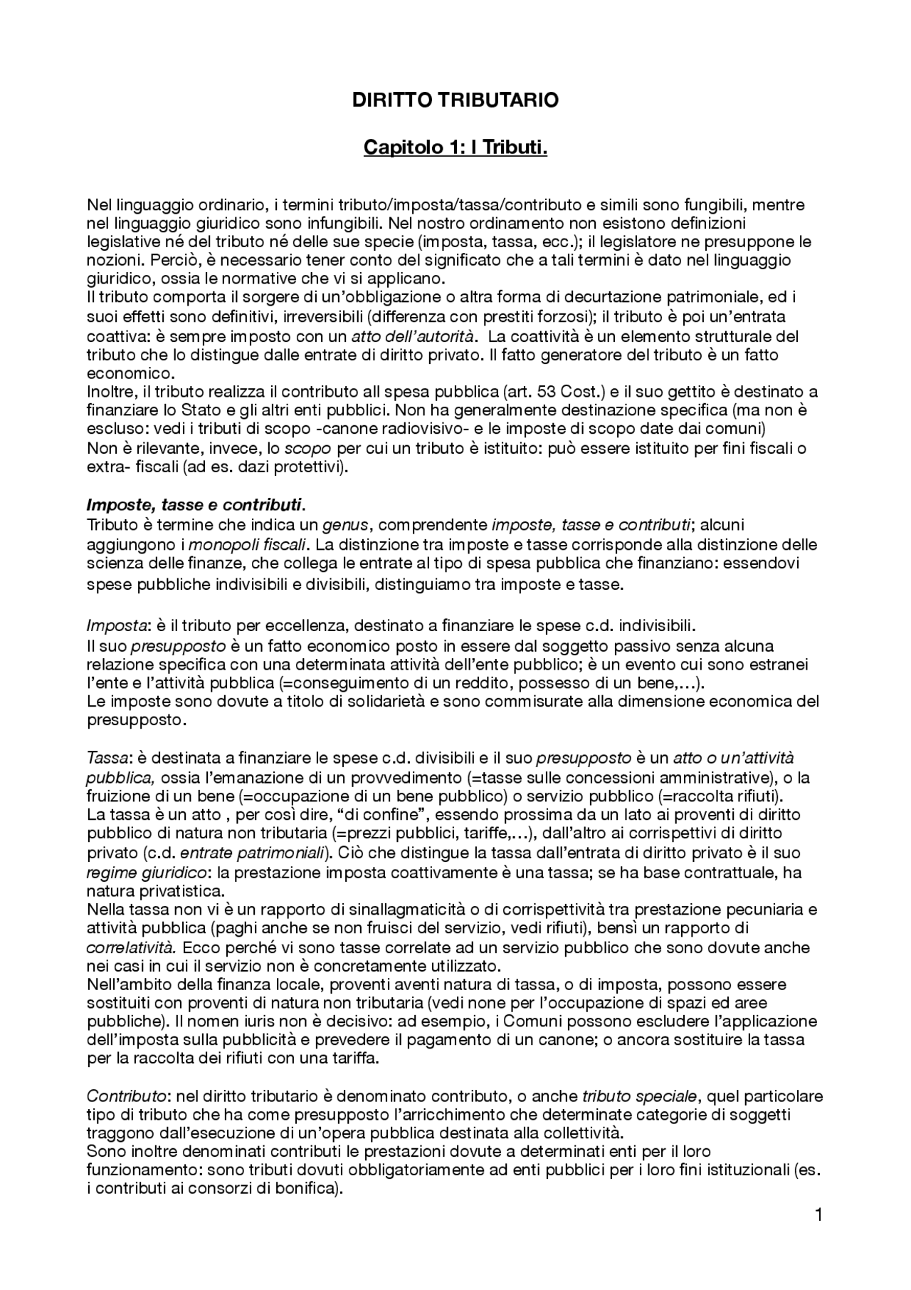 Diritto Tributario Parte Generale Docsity