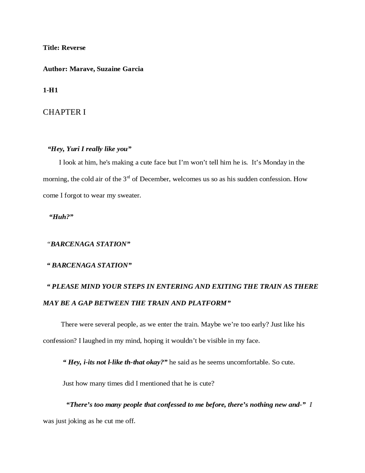 Reverse- Short Story - Docsity