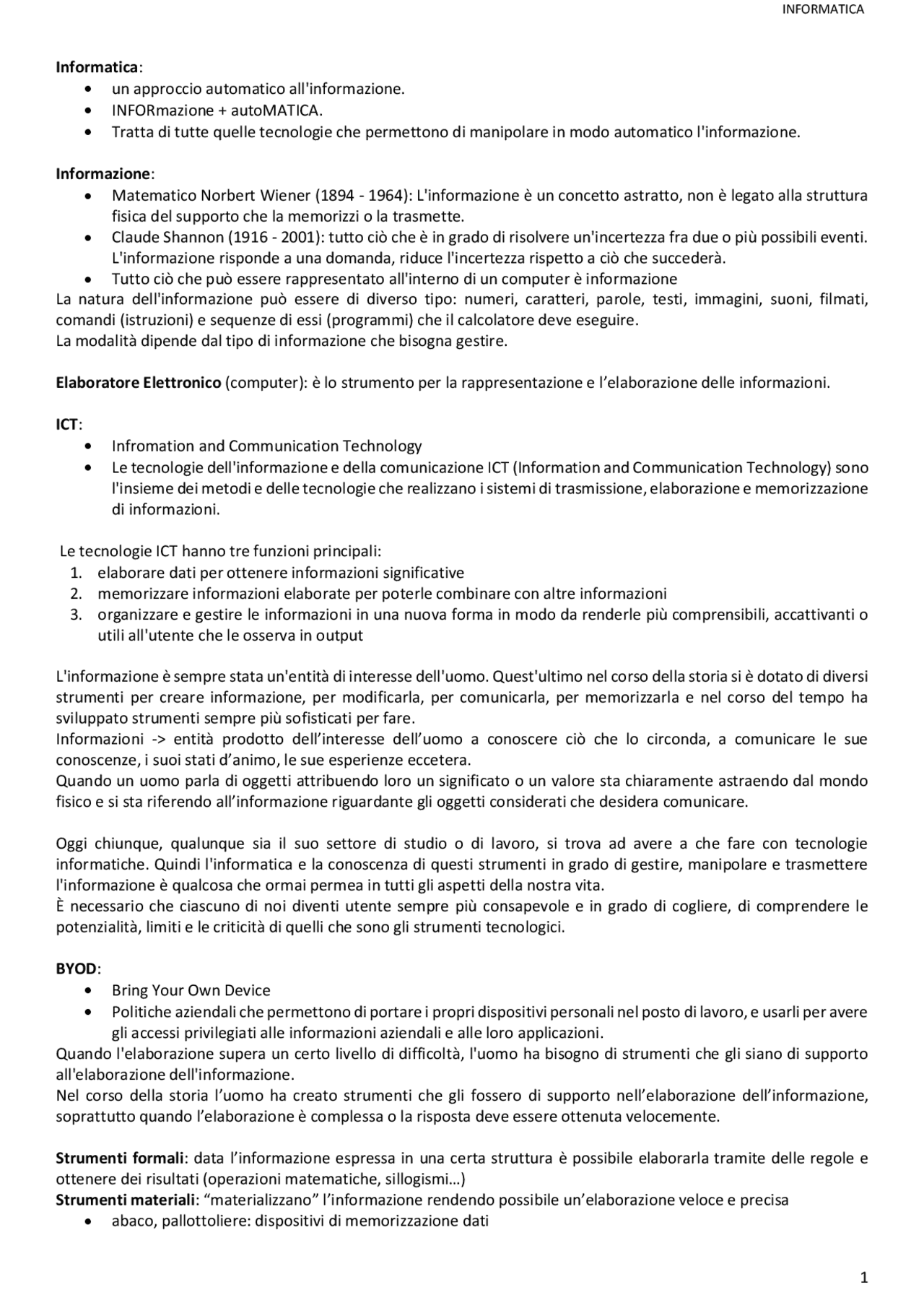 Appunti Informatica Di Base Appunti Di Elementi Di Informatica Docsity