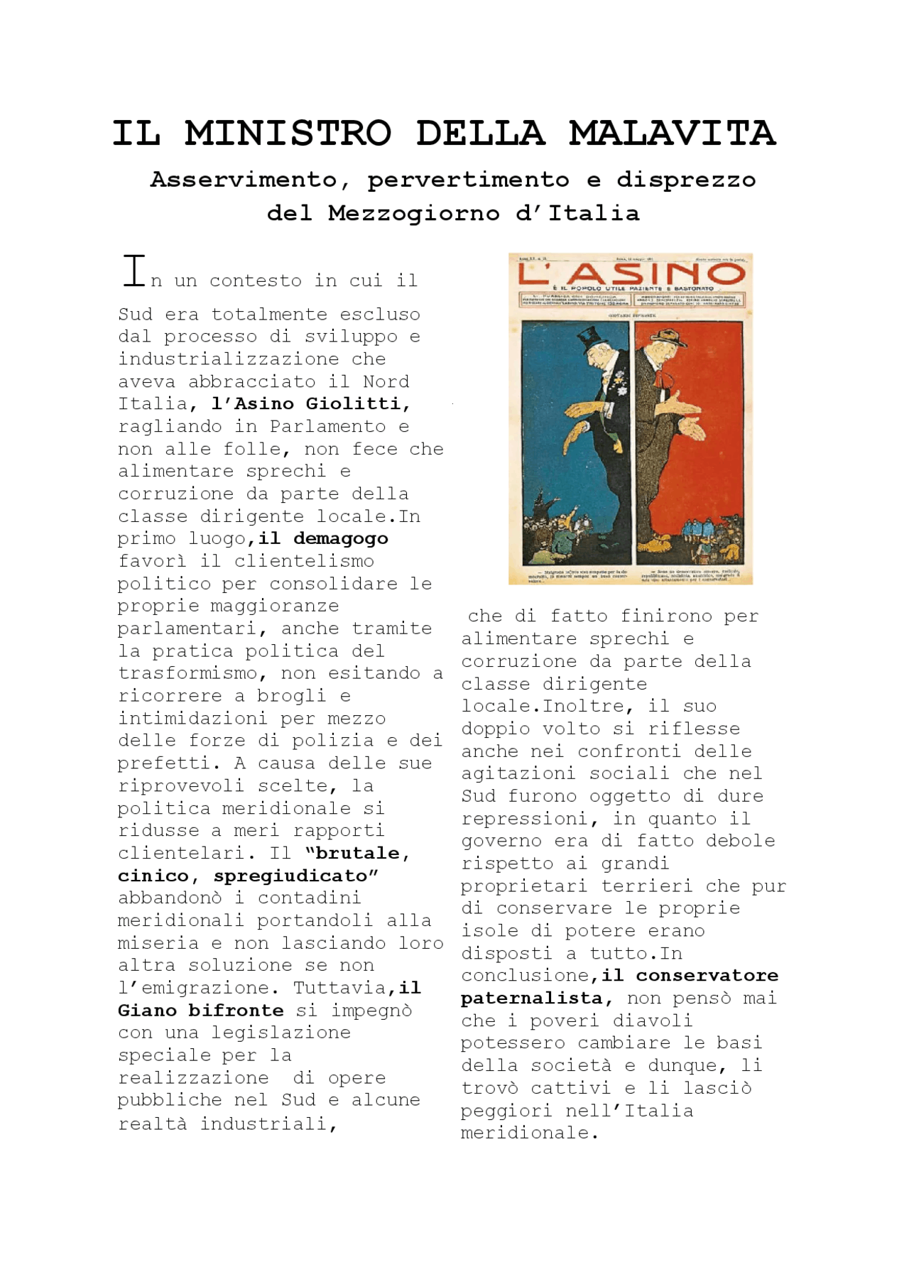 Breve Sintesi Su Giolitti Docsity