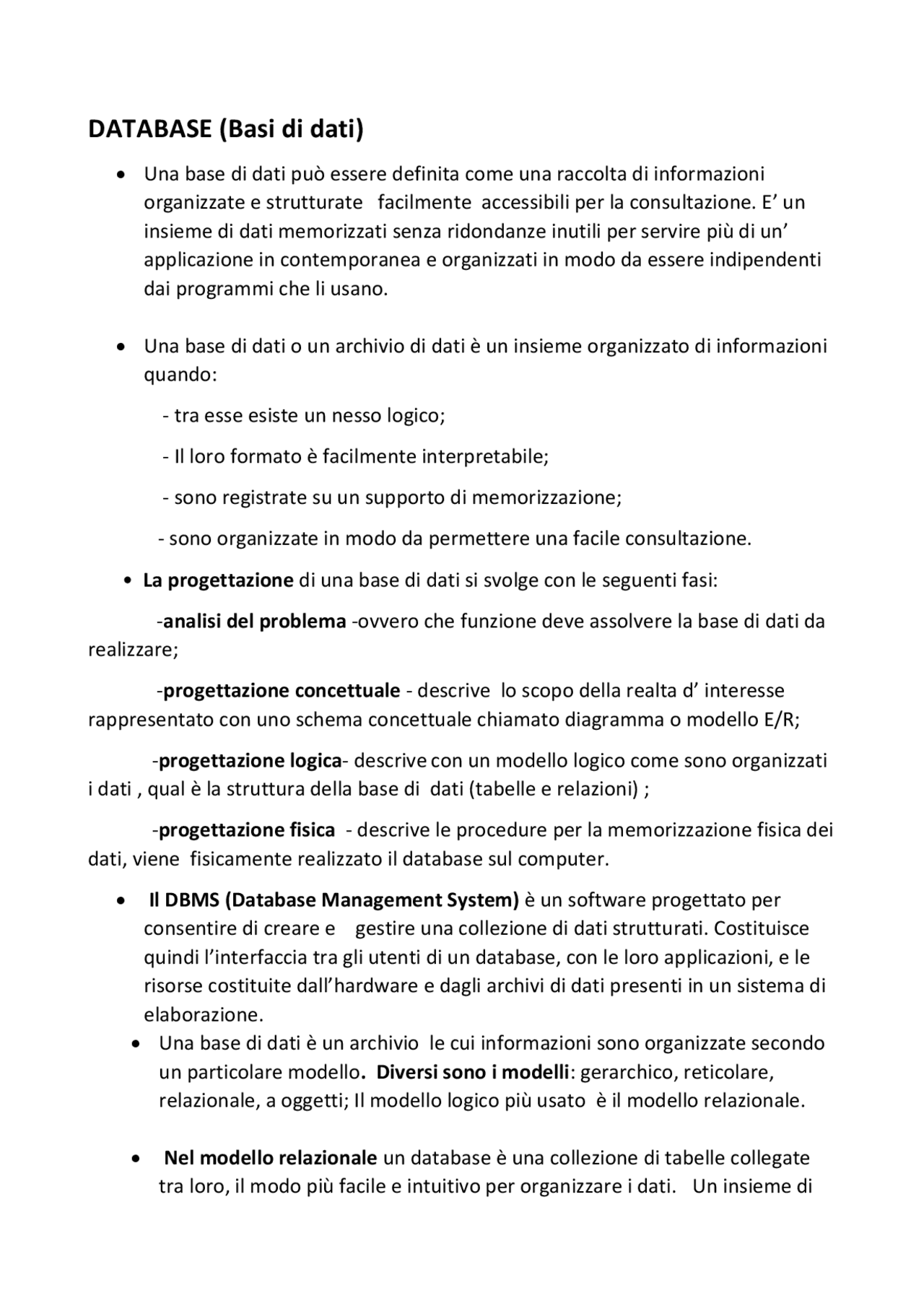 Base Di Dati Lezione Informatica Docsity