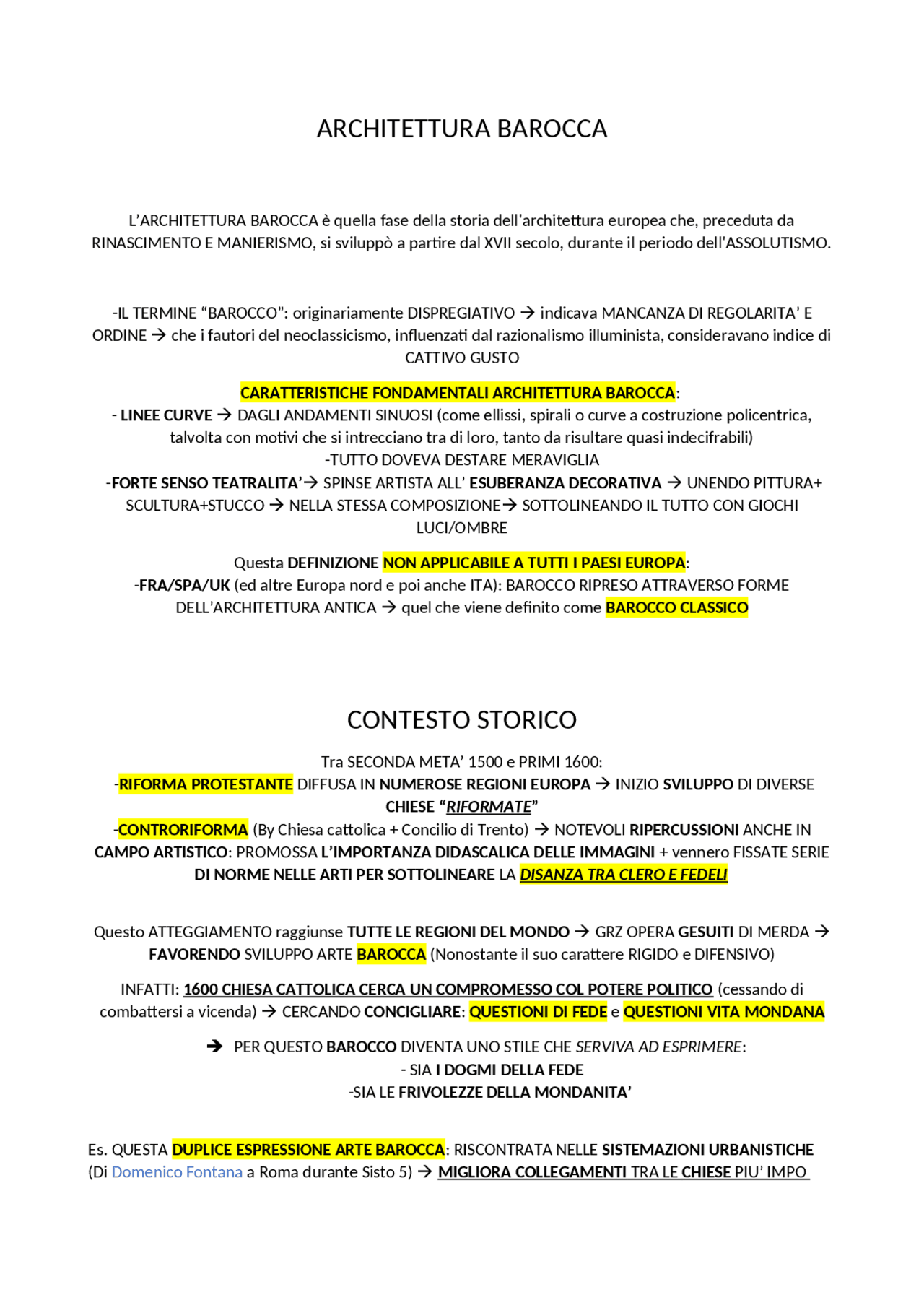 Architettura Barocca Appunti Docsity