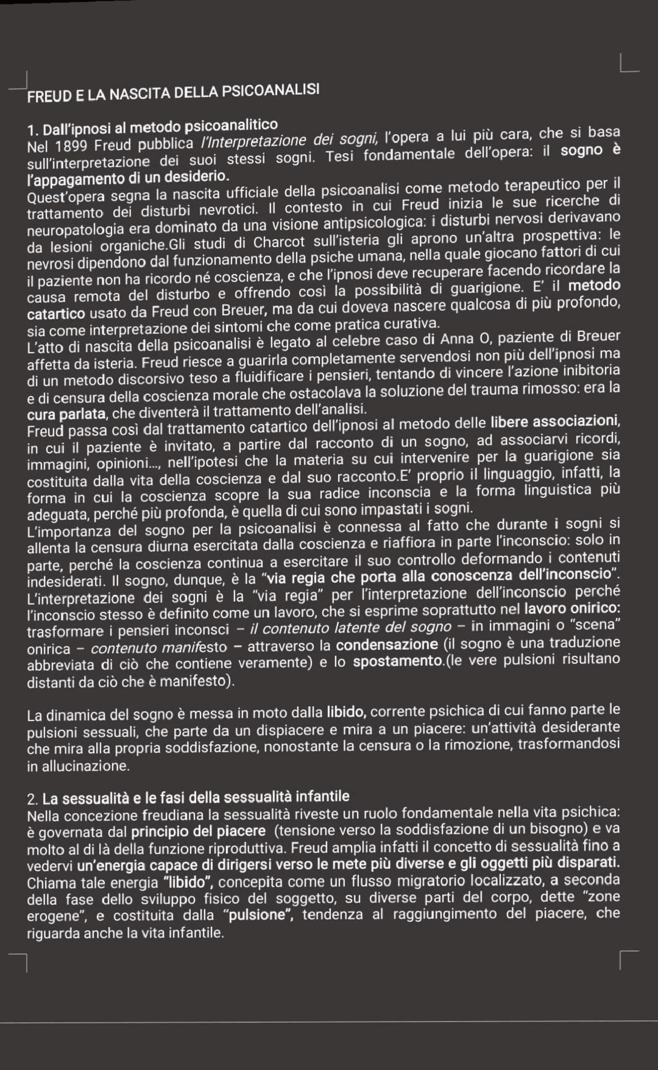Freud E La Psicoanalisi Docsity