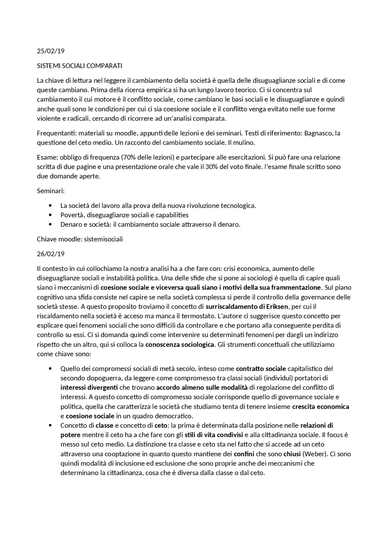 Appunti Di Sistemi Sociali Comparati Unifi Docsity