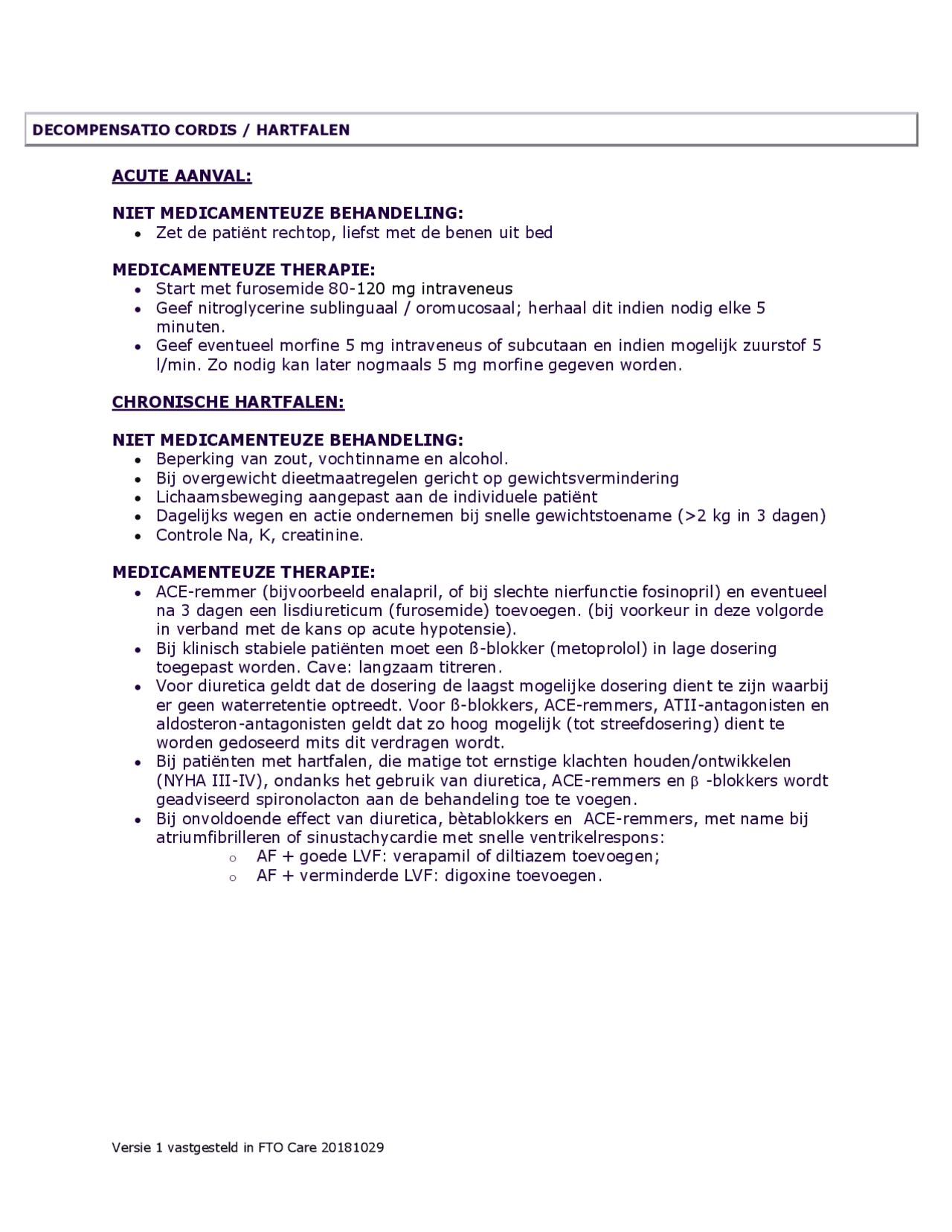 Decompensatio cordis / Hartfalen: wat te doen? | Cardiologie - Docsity
