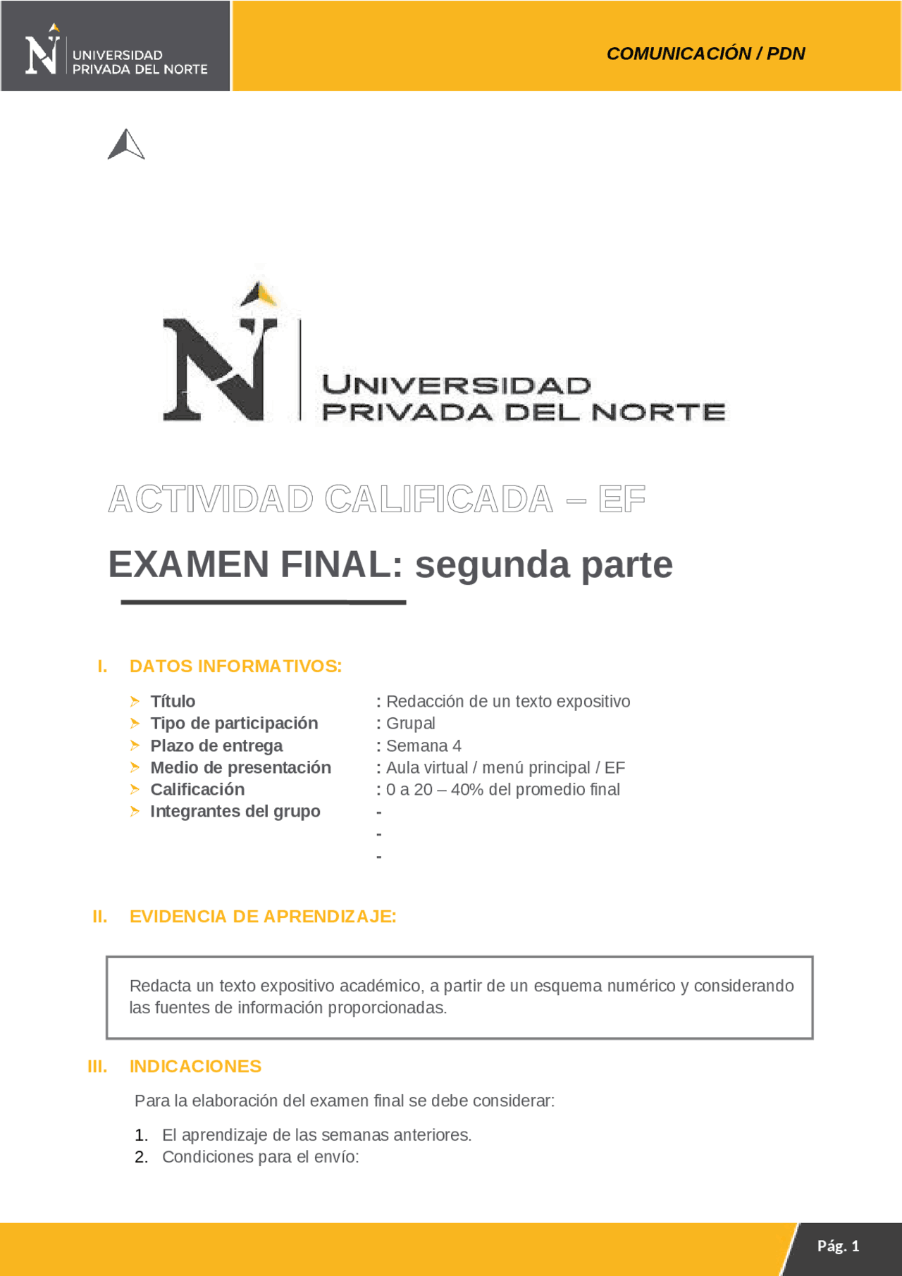 Ef Comunicación 1 Exámenes De Comunicación Docsity