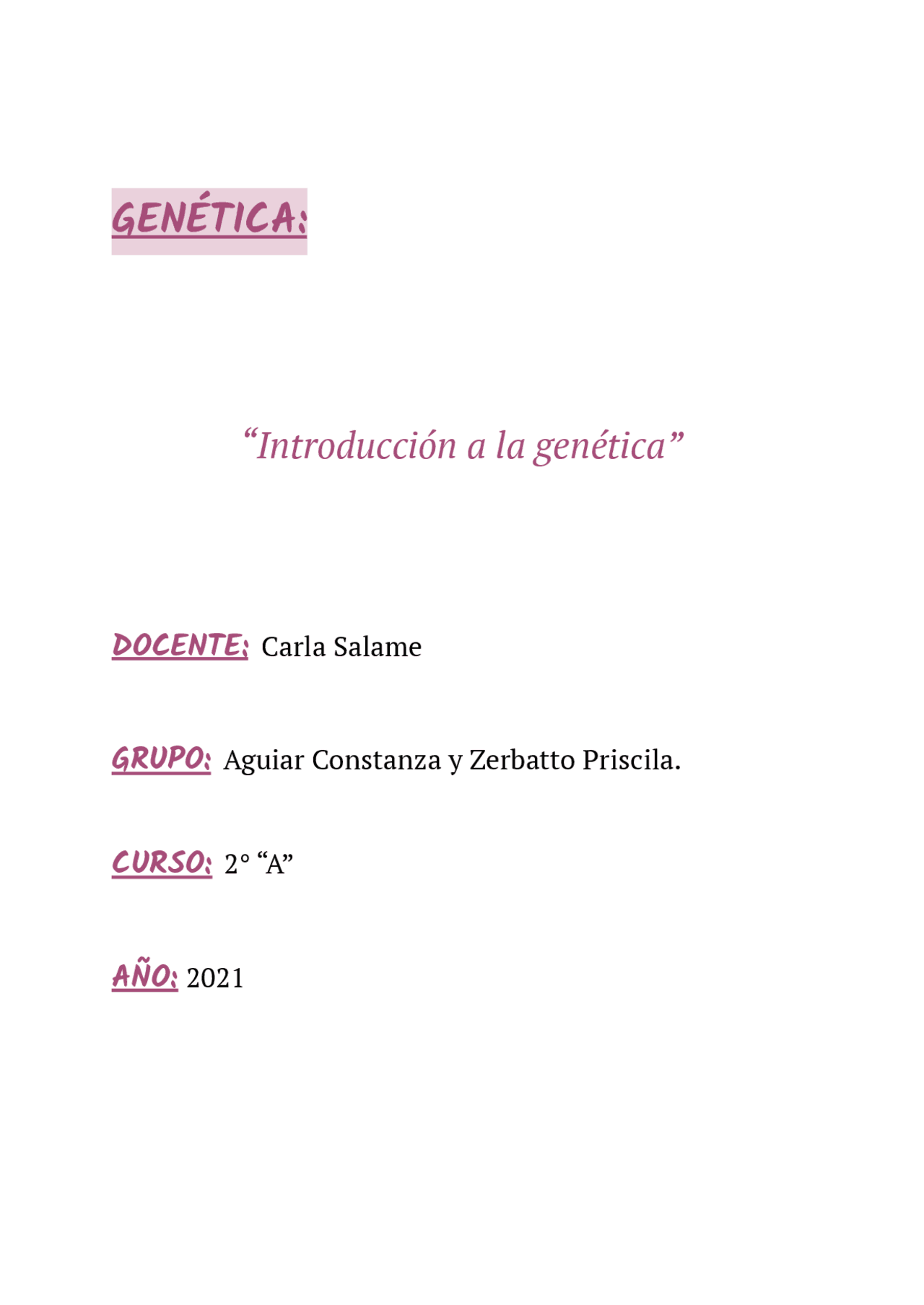 Apuntes De Genética I Docsity