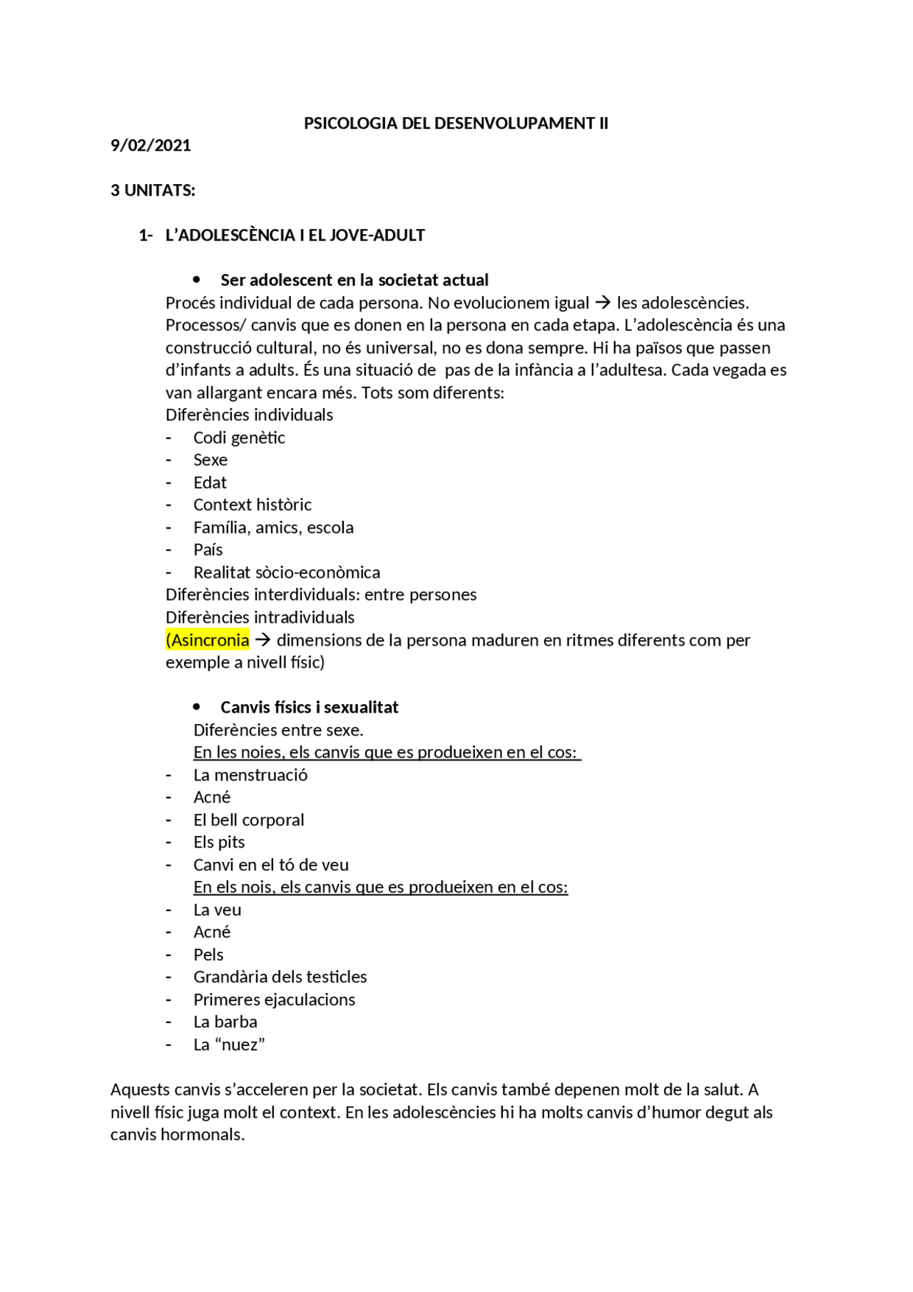 Psicologia Del Desenvolupament Ii Docsity