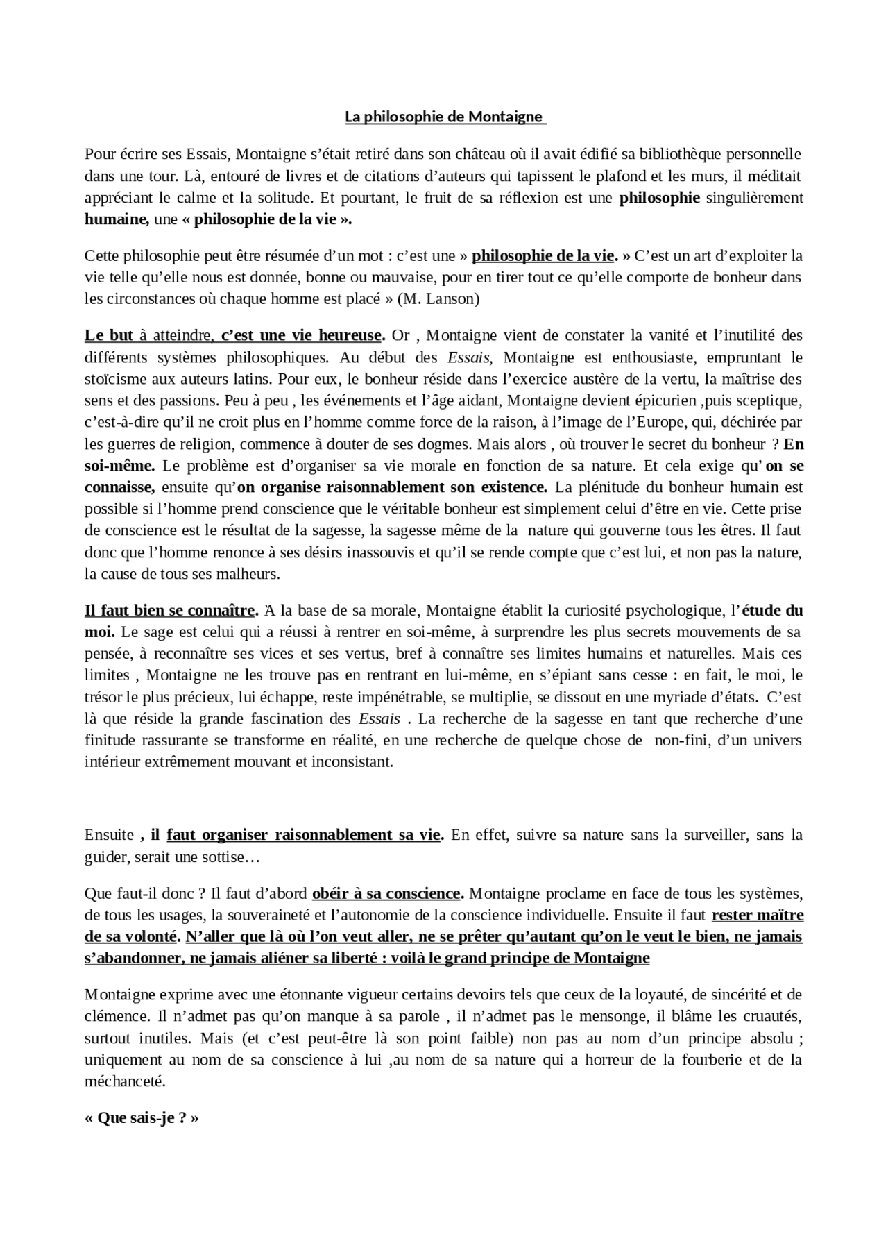 Montaigne Et Le Lumieres Docsity