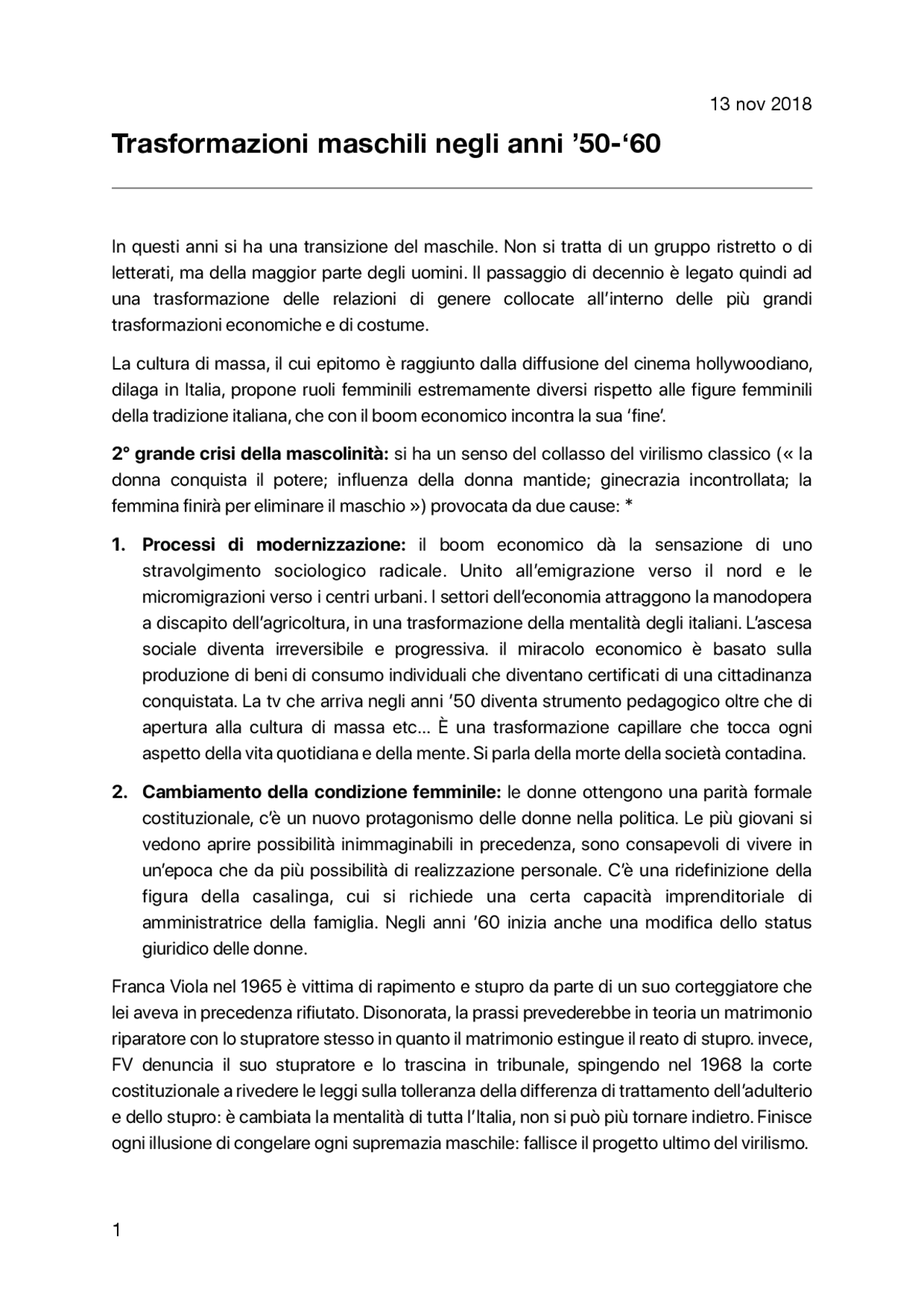 Appunti Storia Di Genere Docsity
