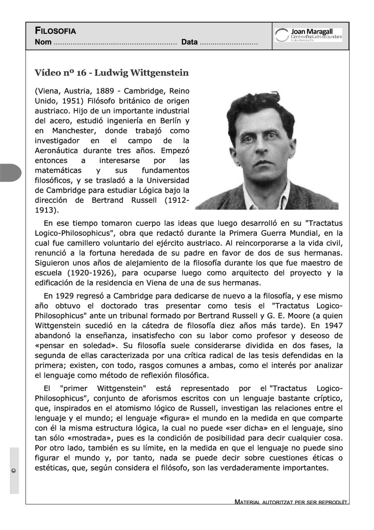 Filosofia Ludwig Wittgenstein Docsity