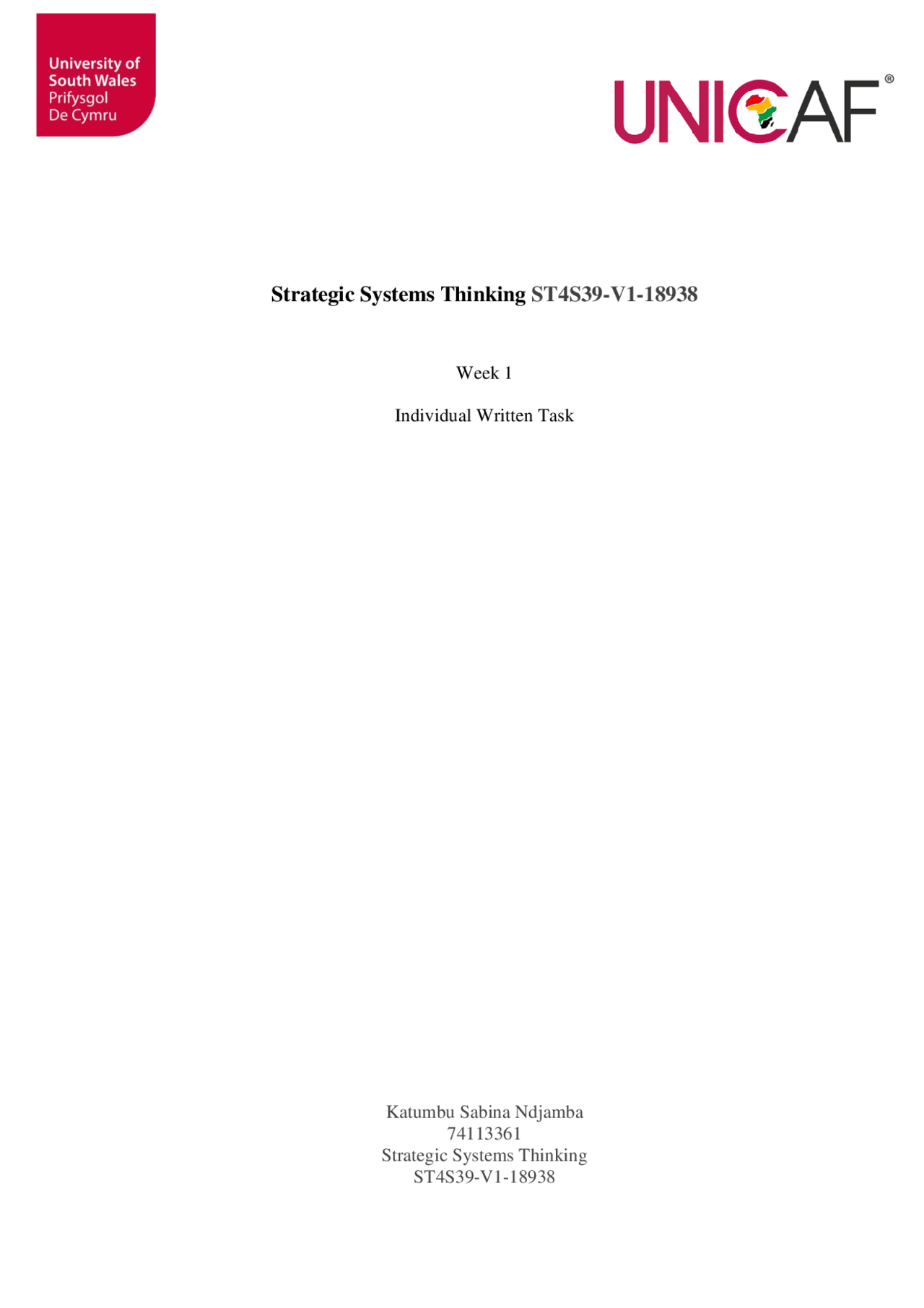 Individual Written Task - Docsity