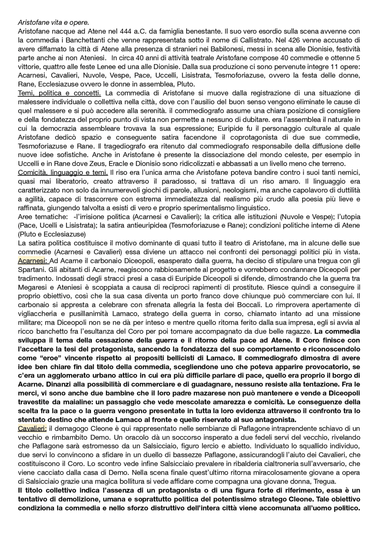 Commedia greca Aristofane e Menandro - Docsity