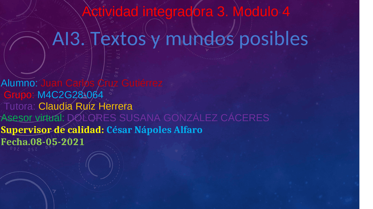Actividad integradora 3. Modulo 4 AI3. Textos y mundos posibles - Docsity