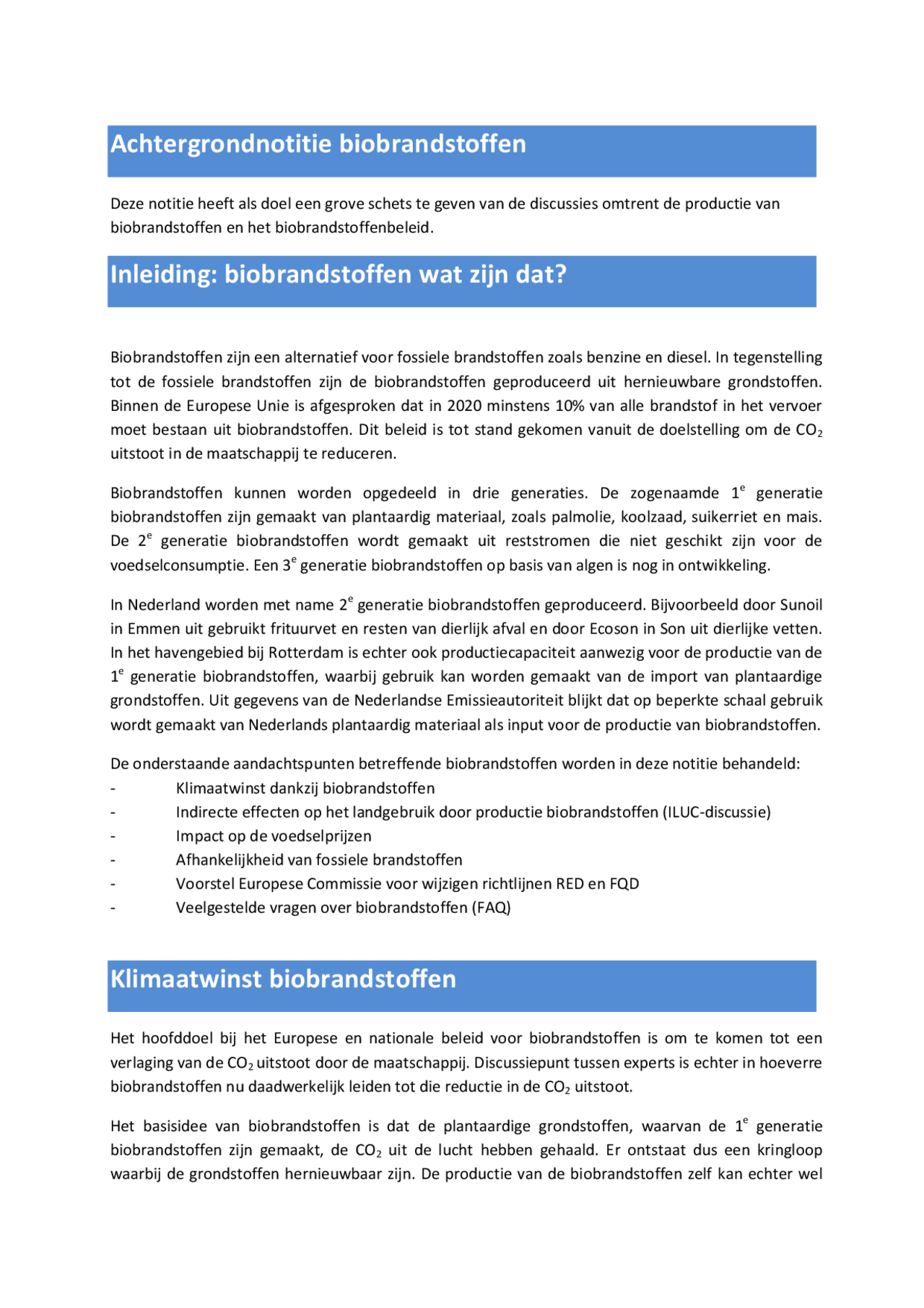 Inleiding: biobrandstoffen wat zijn dat? - Docsity