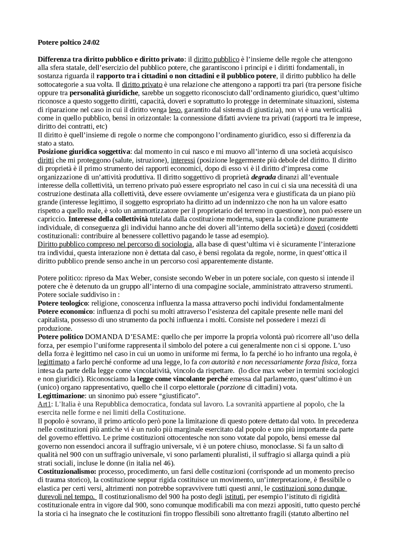 Appunti Diritto Pubblico Paparella Docsity