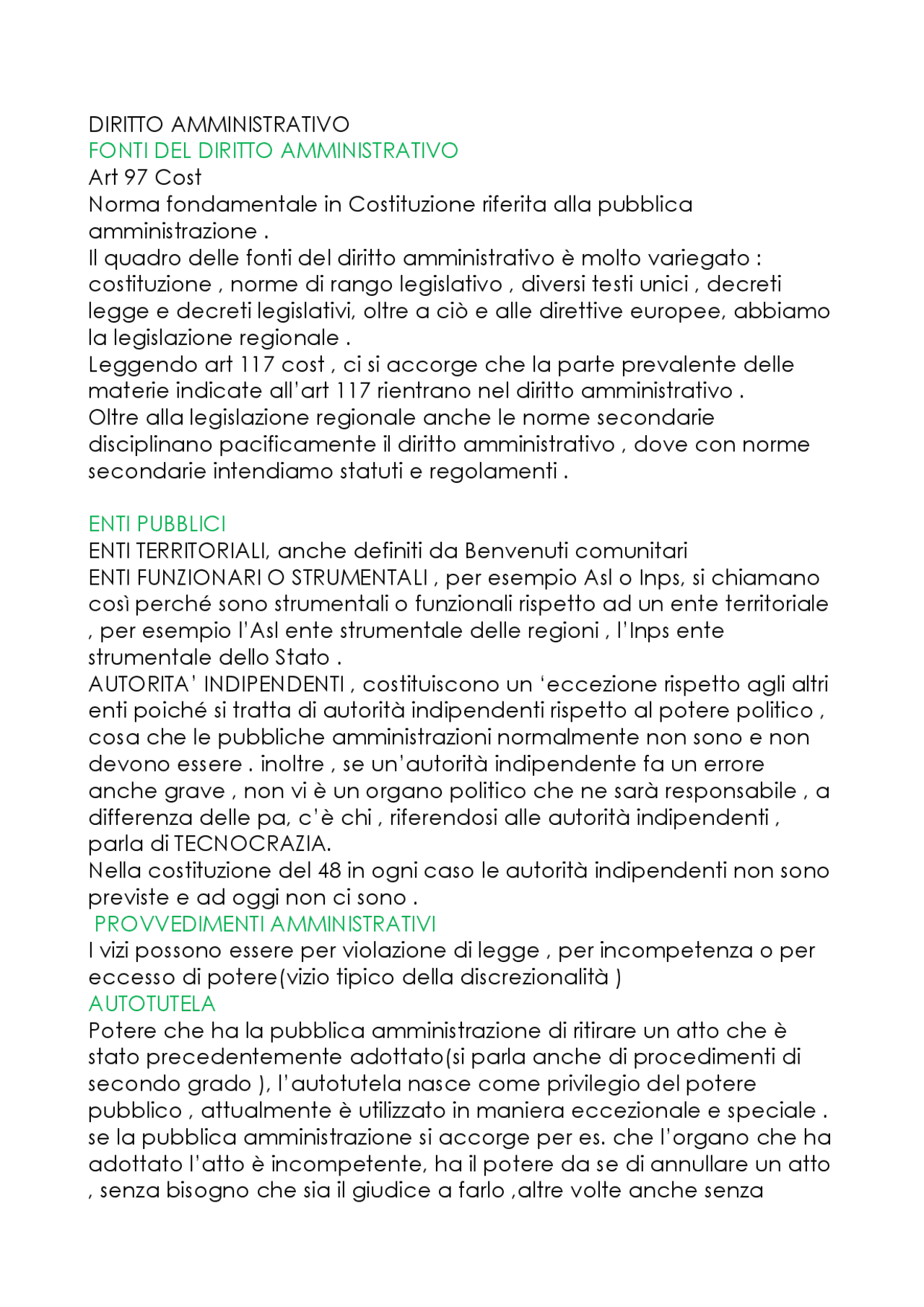 Appunti Diritto Amministrativo 1 professor Renna (completi) - Docsity