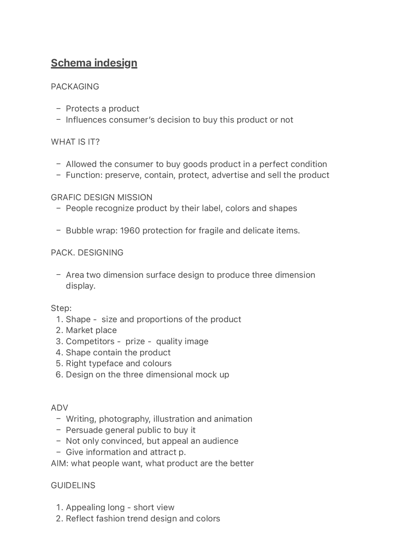 Schema Indesign in inglese 5° grafica - Docsity