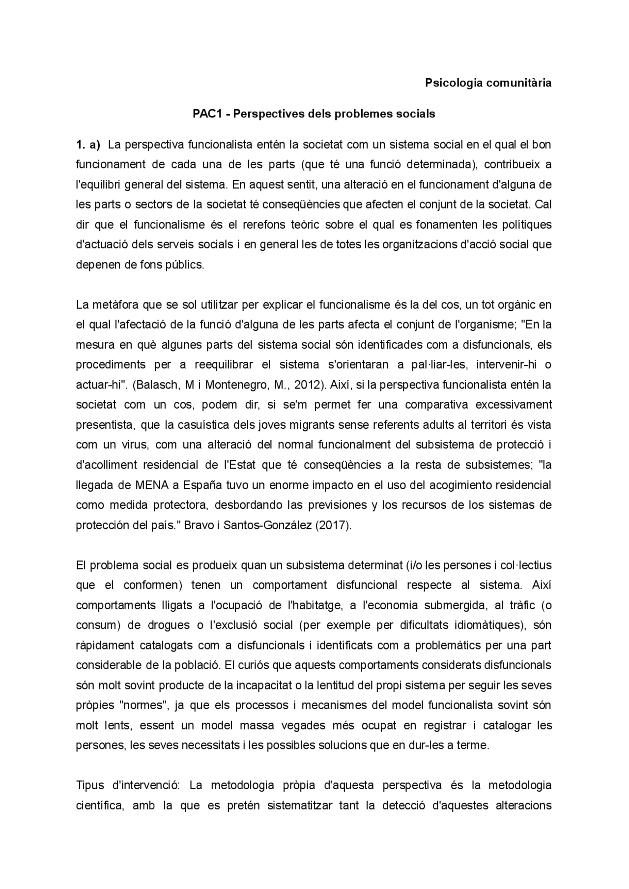 PAC1- PSICOLOGIA COMUNITÀRIA, EDUCACIÓ SOCIAL - Docsity