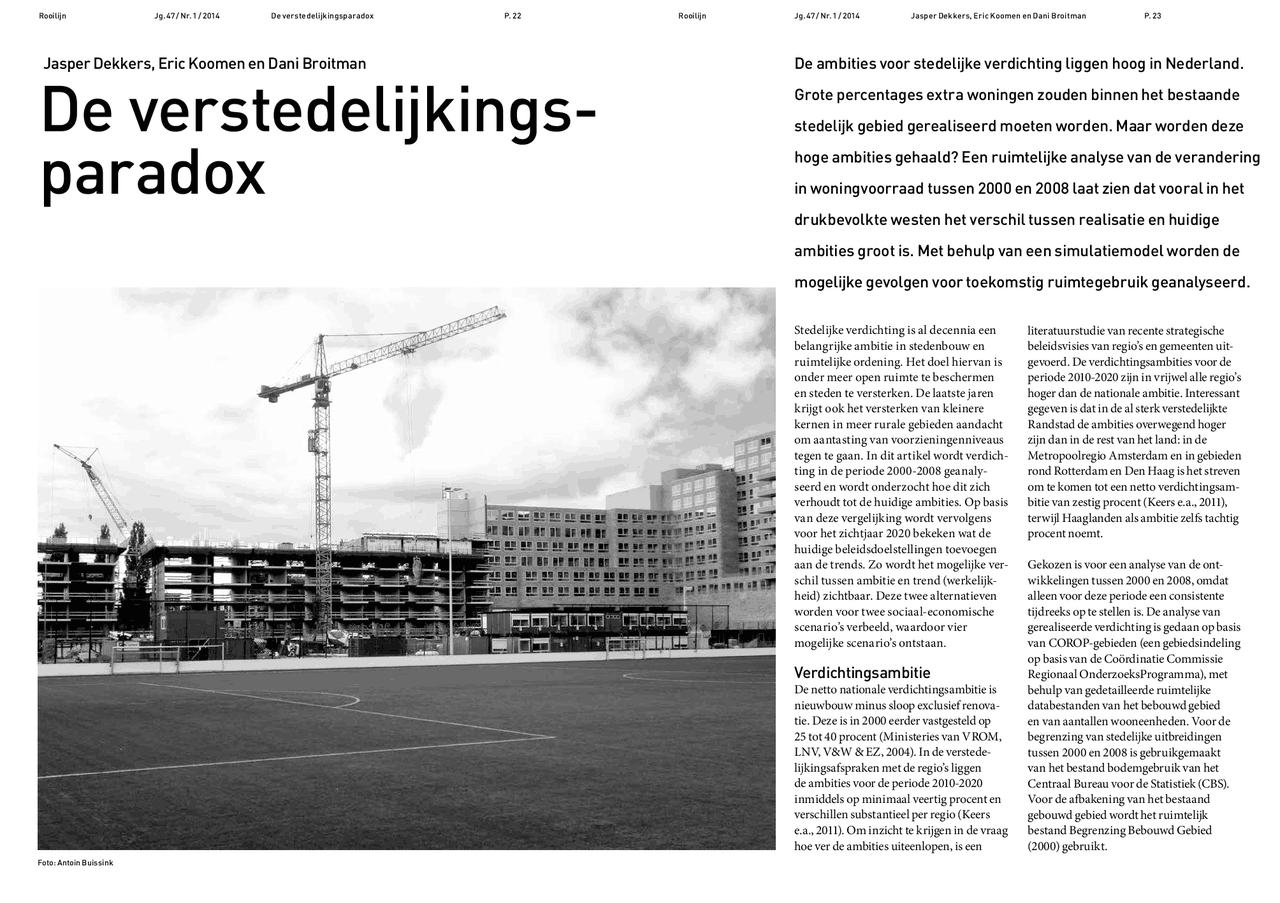 Stedelijke verdichting in Nederland | Jasper Dekkers, Eric Koomen en ...