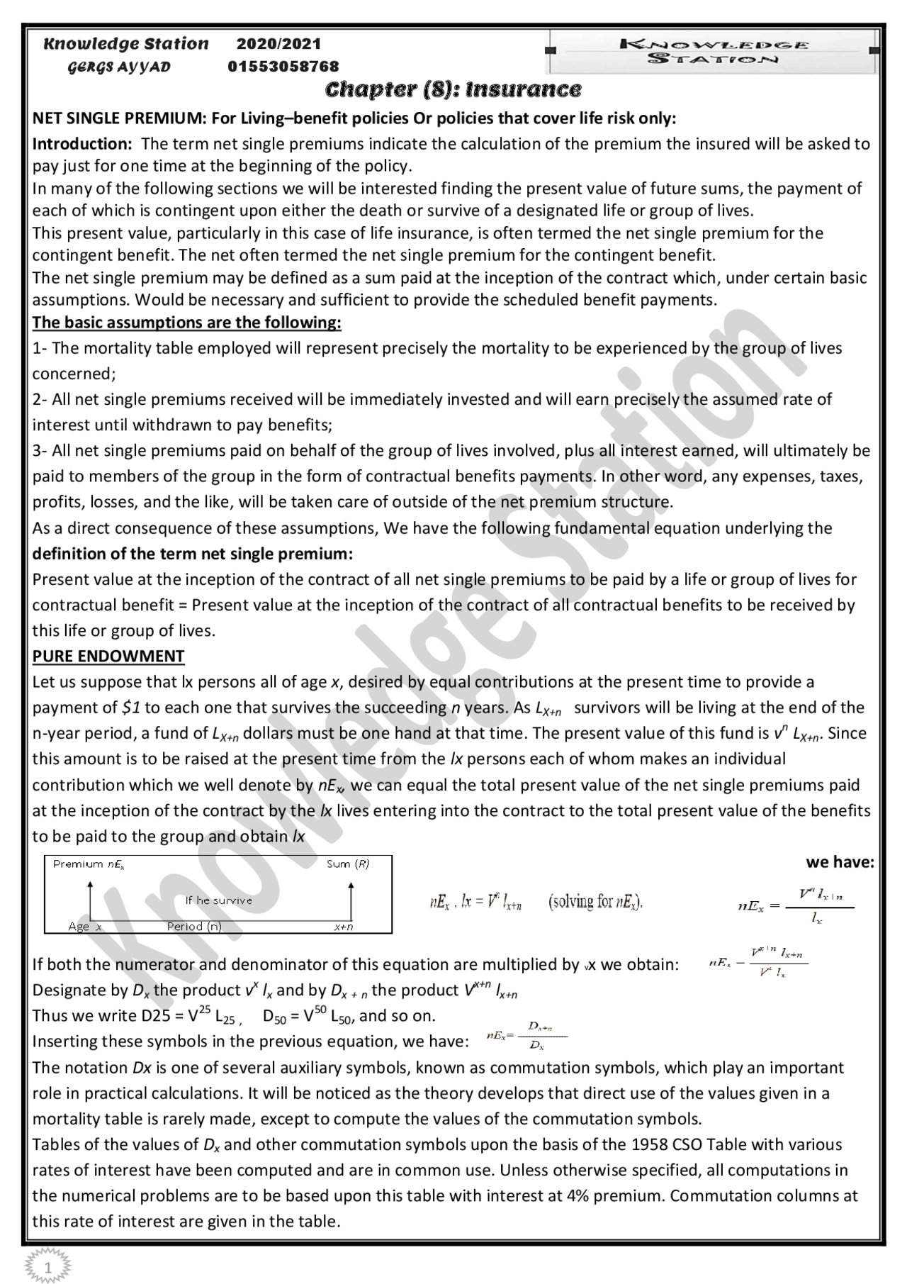 Net Single Premium Calculation for Life Insurance Policies | Cheat ...