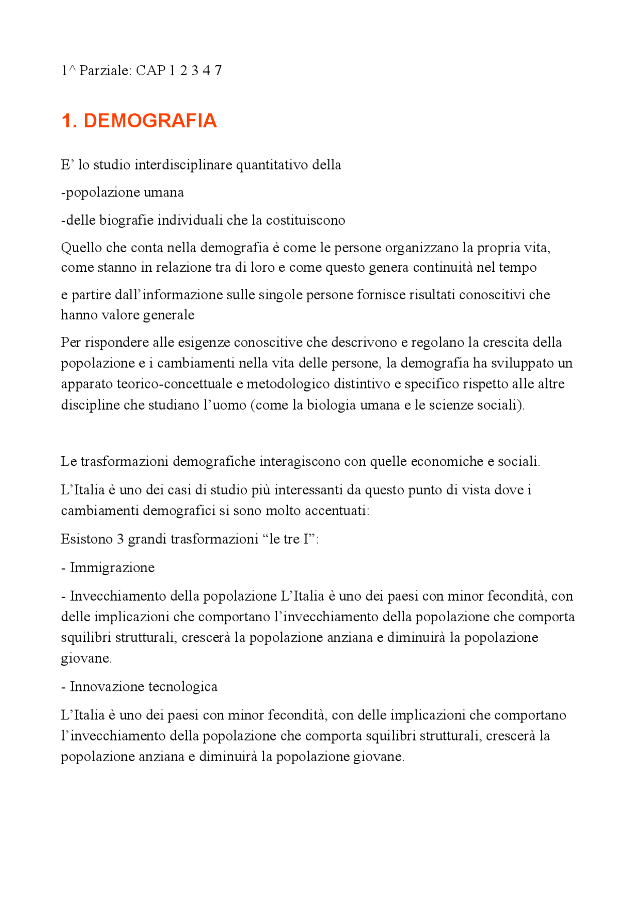 DEMOGRAFIA Prof ROSINA. Dispensa e appunti (Primo parziale) 2020/2021 - Docsity