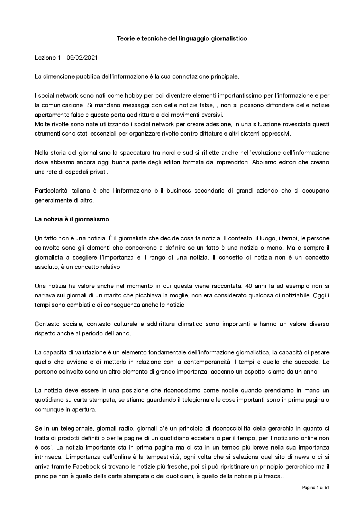 Appunti Di Teorie E Tecniche Del Linguaggio Giornalistico 20202021