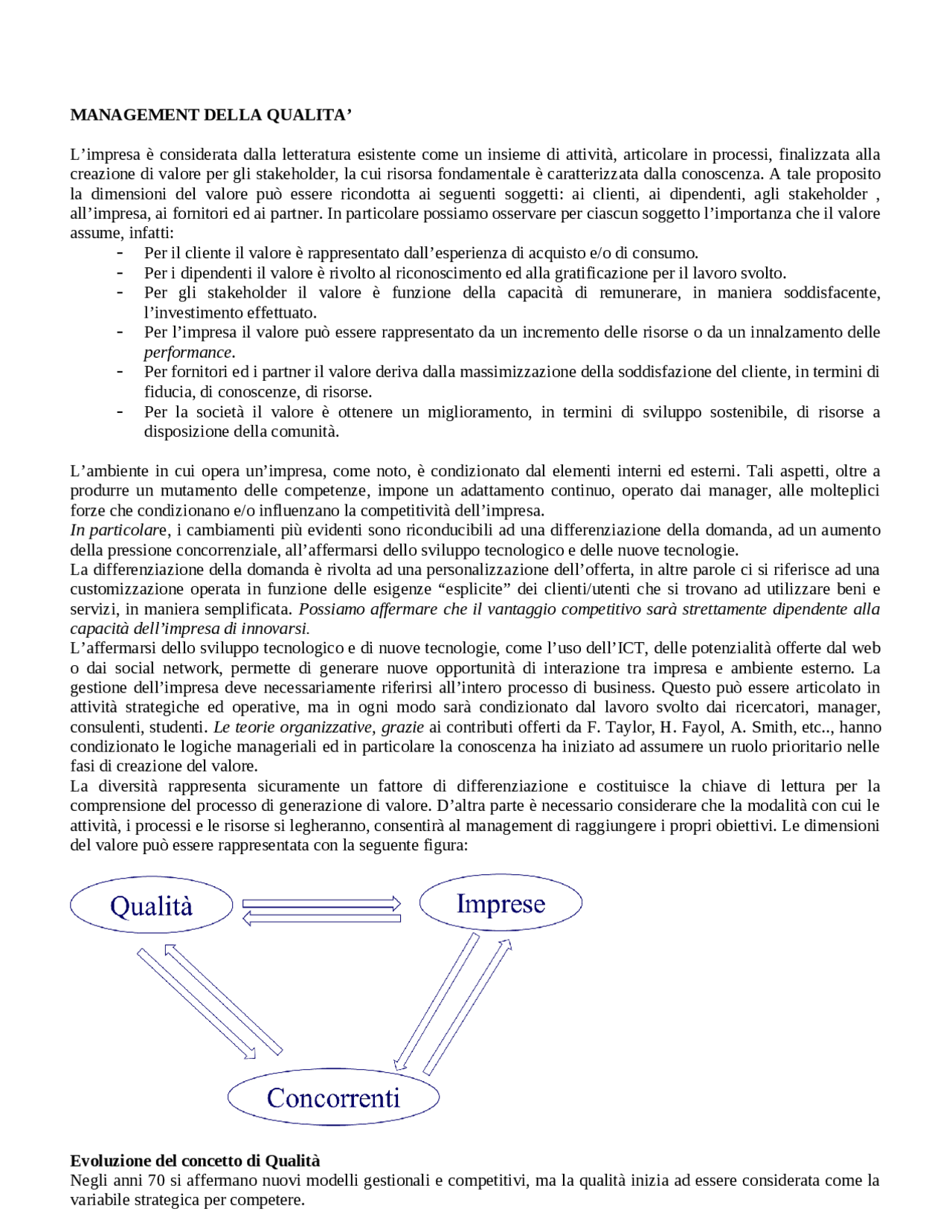 Riassunto Di Management Della Qualità Unicusano Docsity