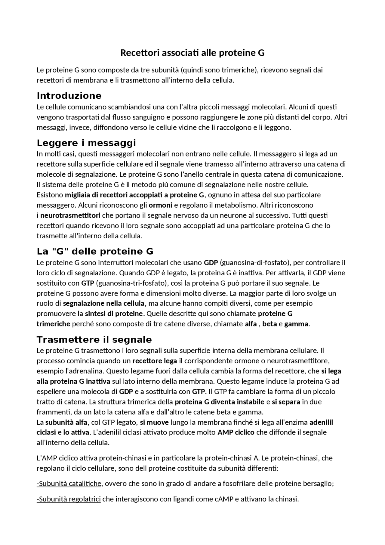 Le Proteine G Trimeriche Appunti Di Biologia Applicata Docsity