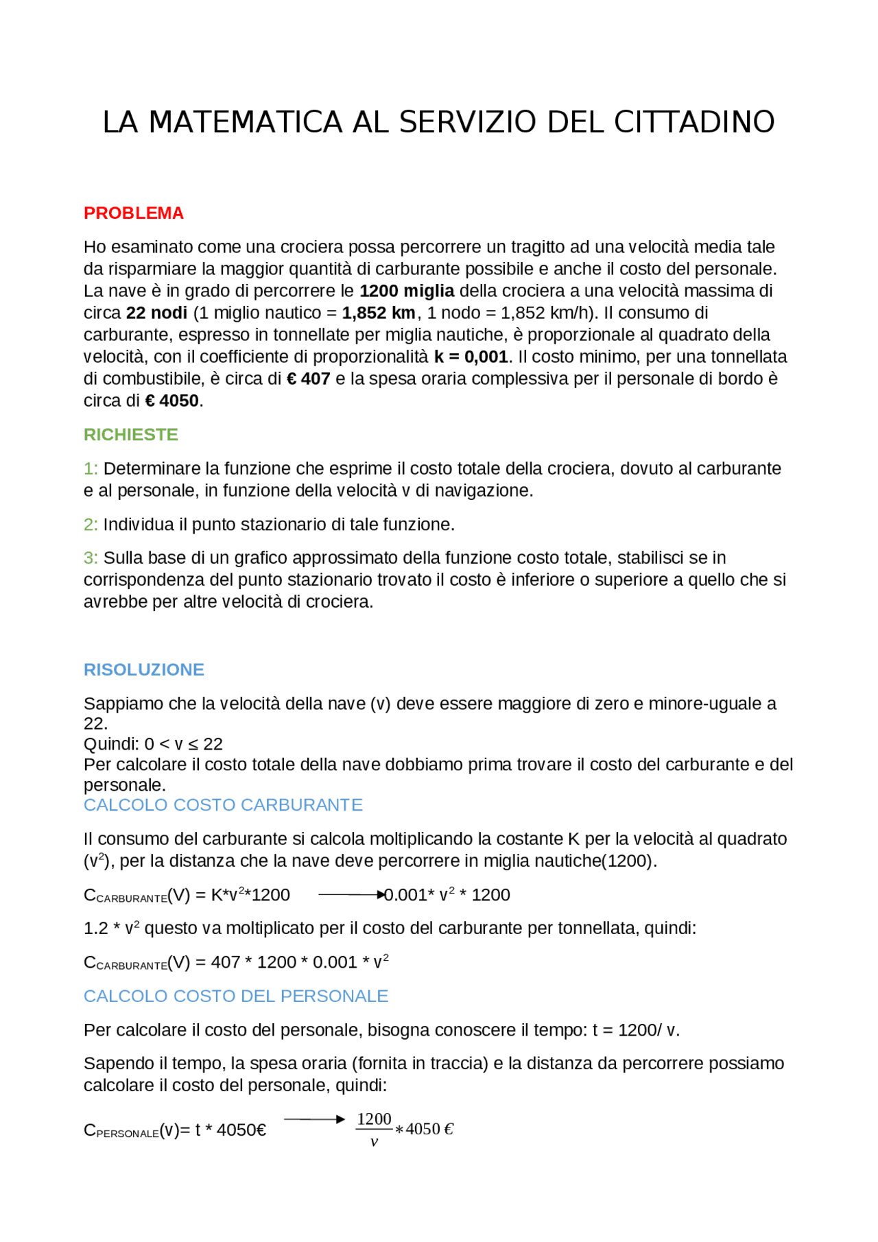 Problema Sulla Realtà Derivate E Punti Stazionari Docsity