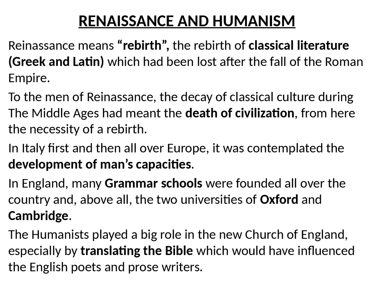 Renaissance And Humanism Docsity