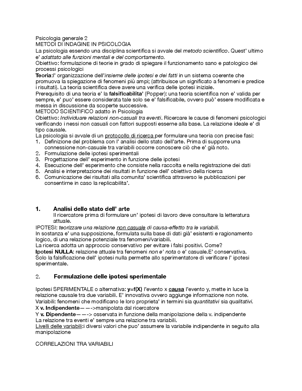 Appunti Psicologia Generale Modulo 2 Docsity