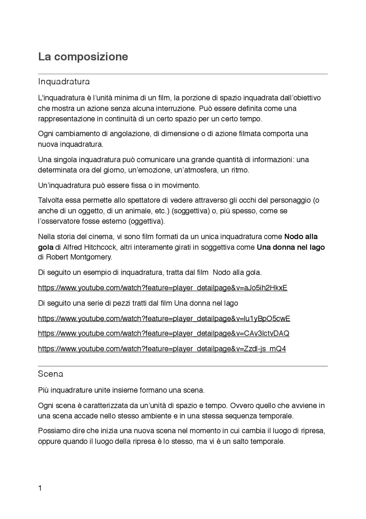 Le Inquadrature Scene Sequenze Docsity