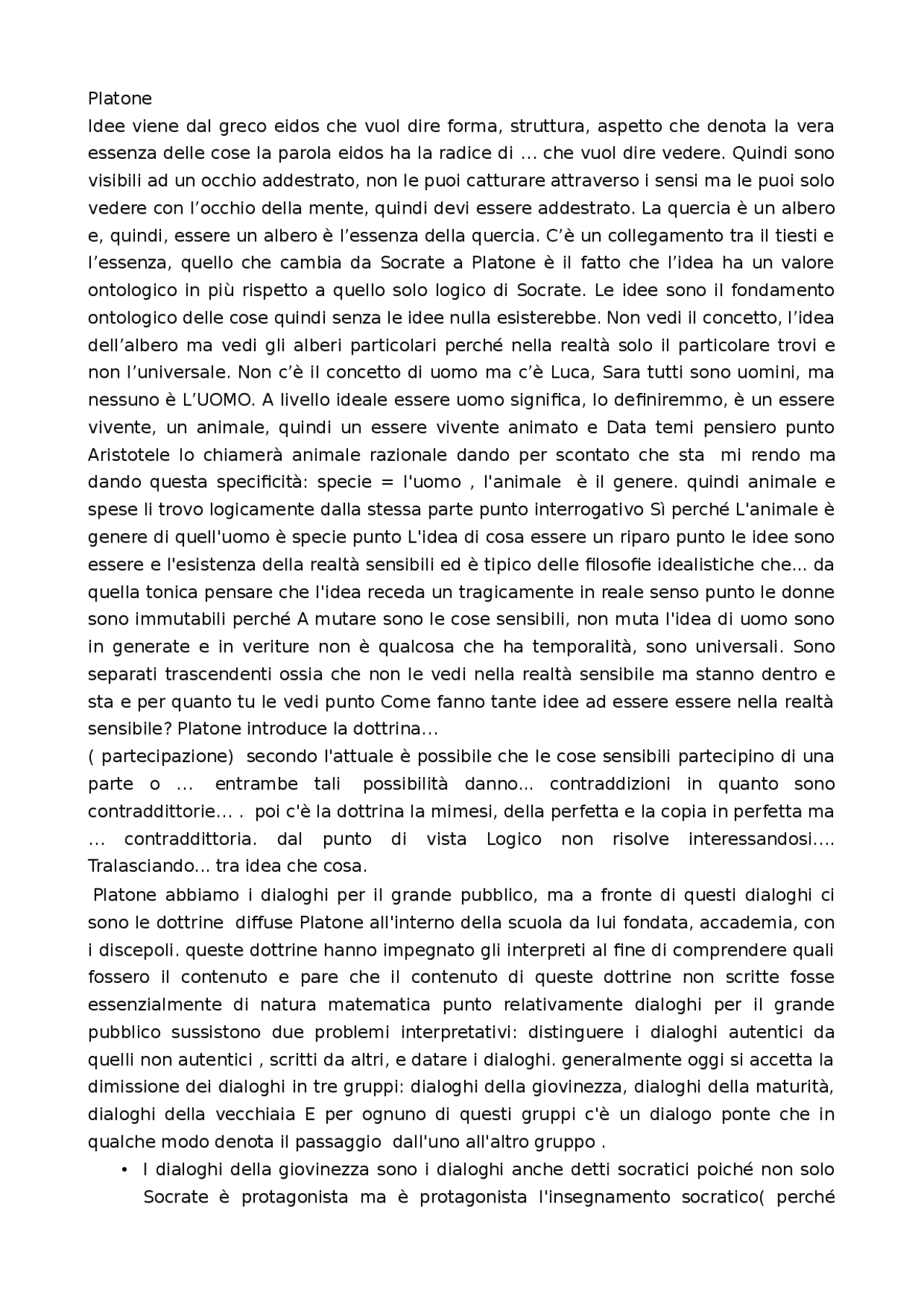 Platone Appunti Per Voiù Docsity