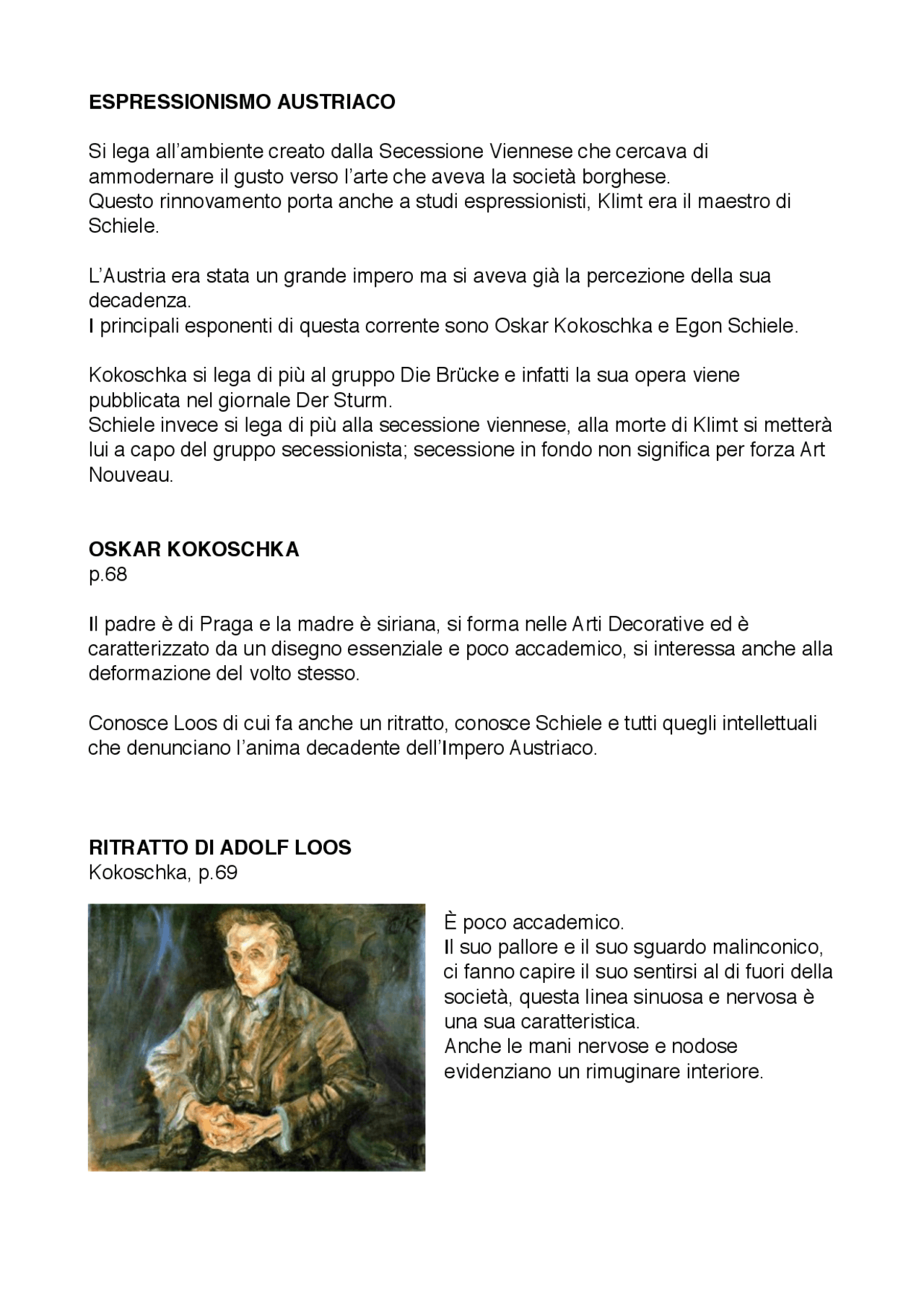 Espressionismo Austriaco e Secessione - Kokoshcka - Docsity