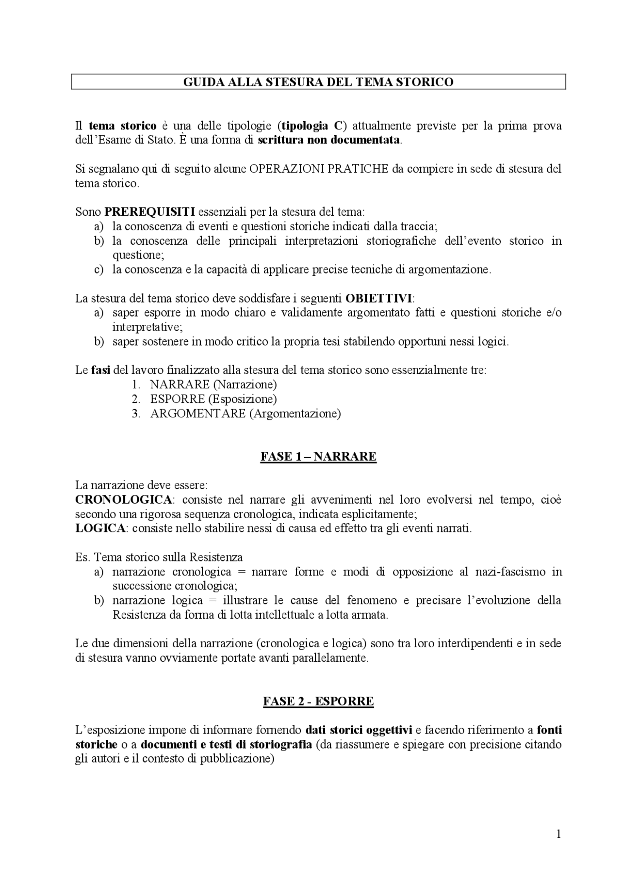 Tema di tipo storico - Docsity