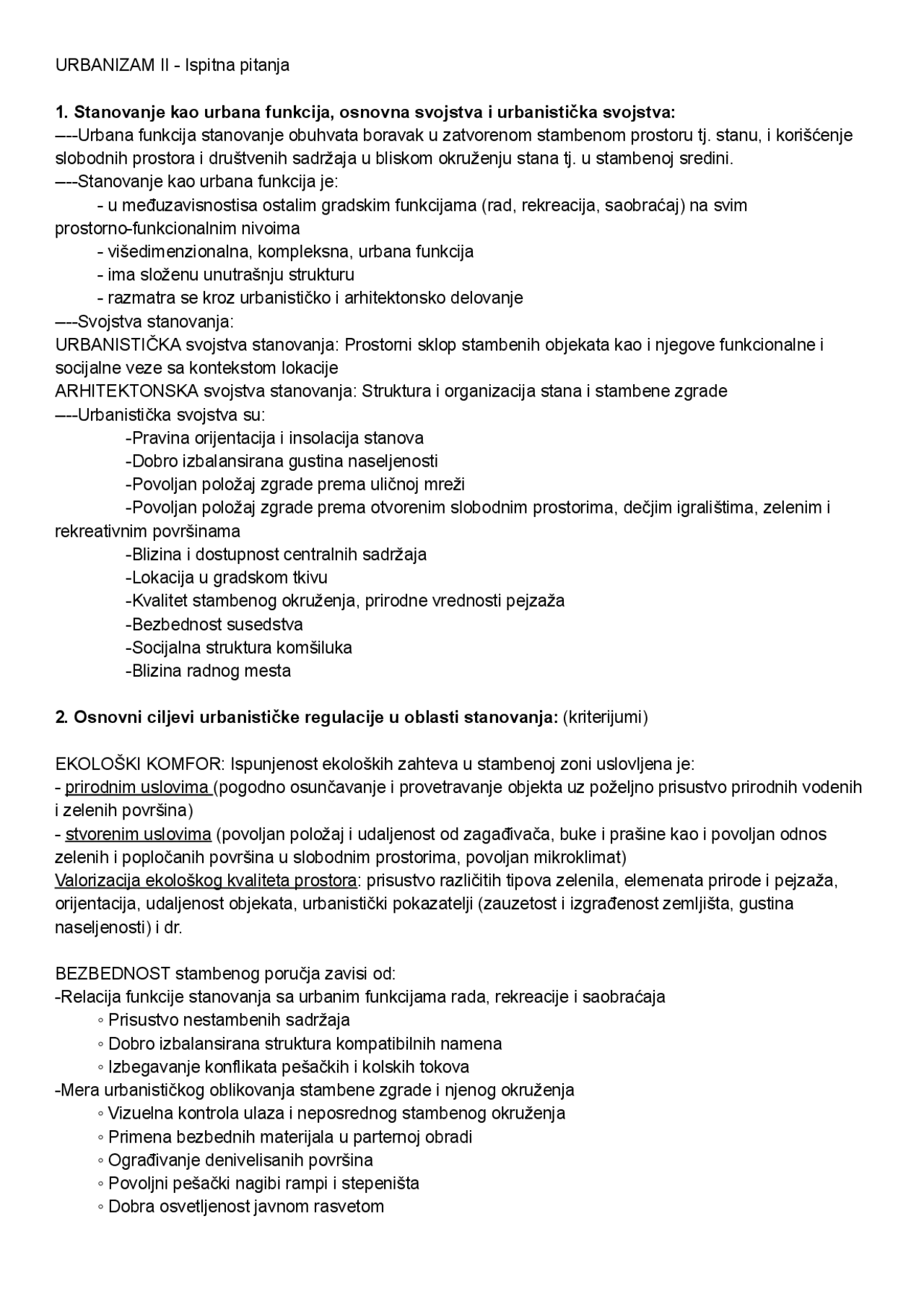 Urbanizam II NIŠ skripta | Skripte' predlog Urbanizam - Docsity