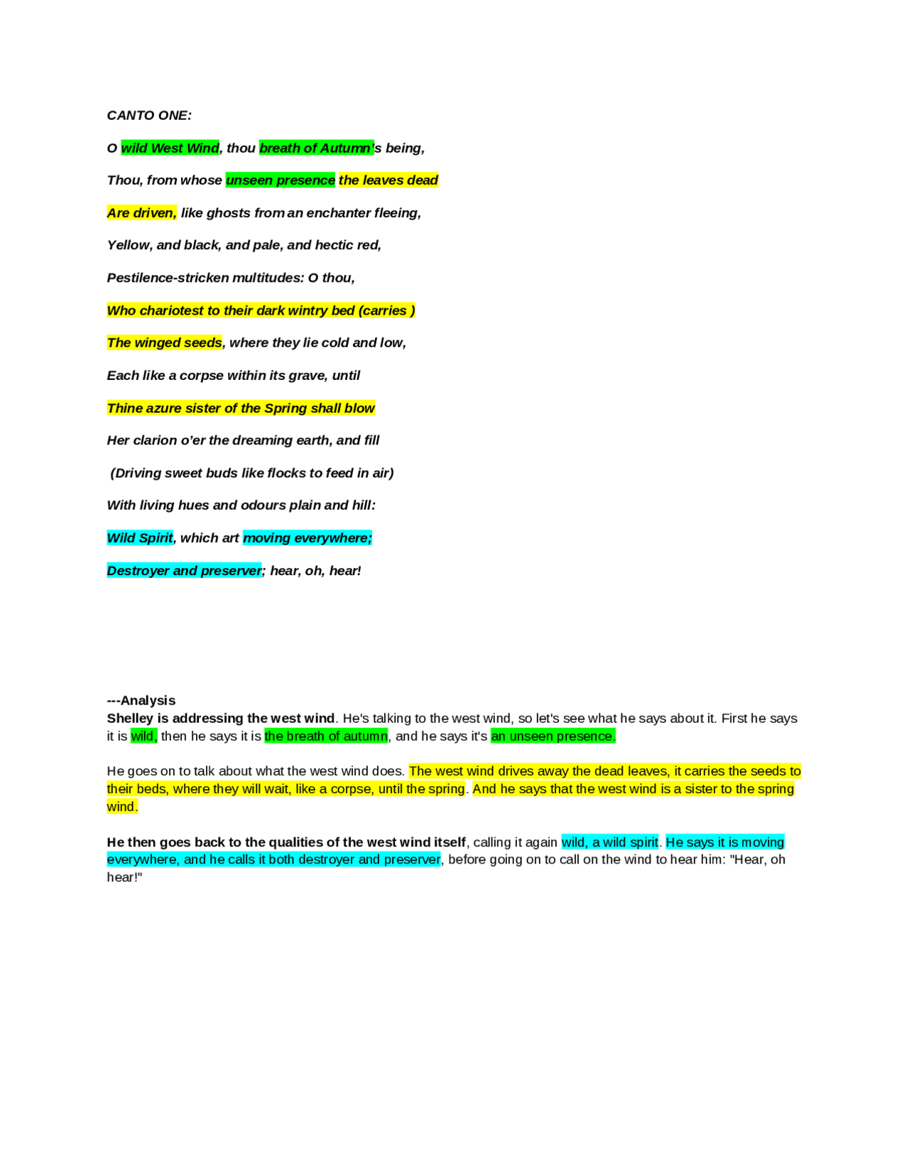 Ode to the West Wind Percy Shelley - Docsity