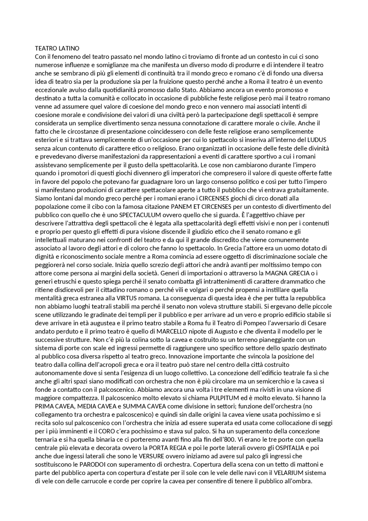 Appunti Teatro Latino Docsity