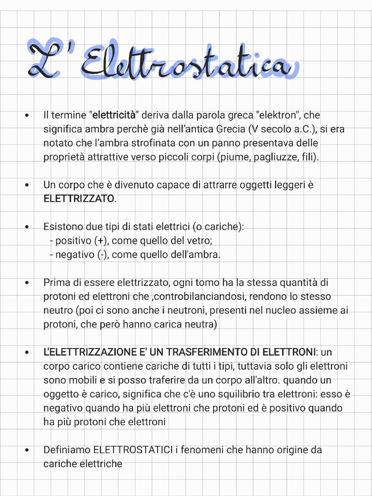 Fisica: l'elettrostatica - Docsity