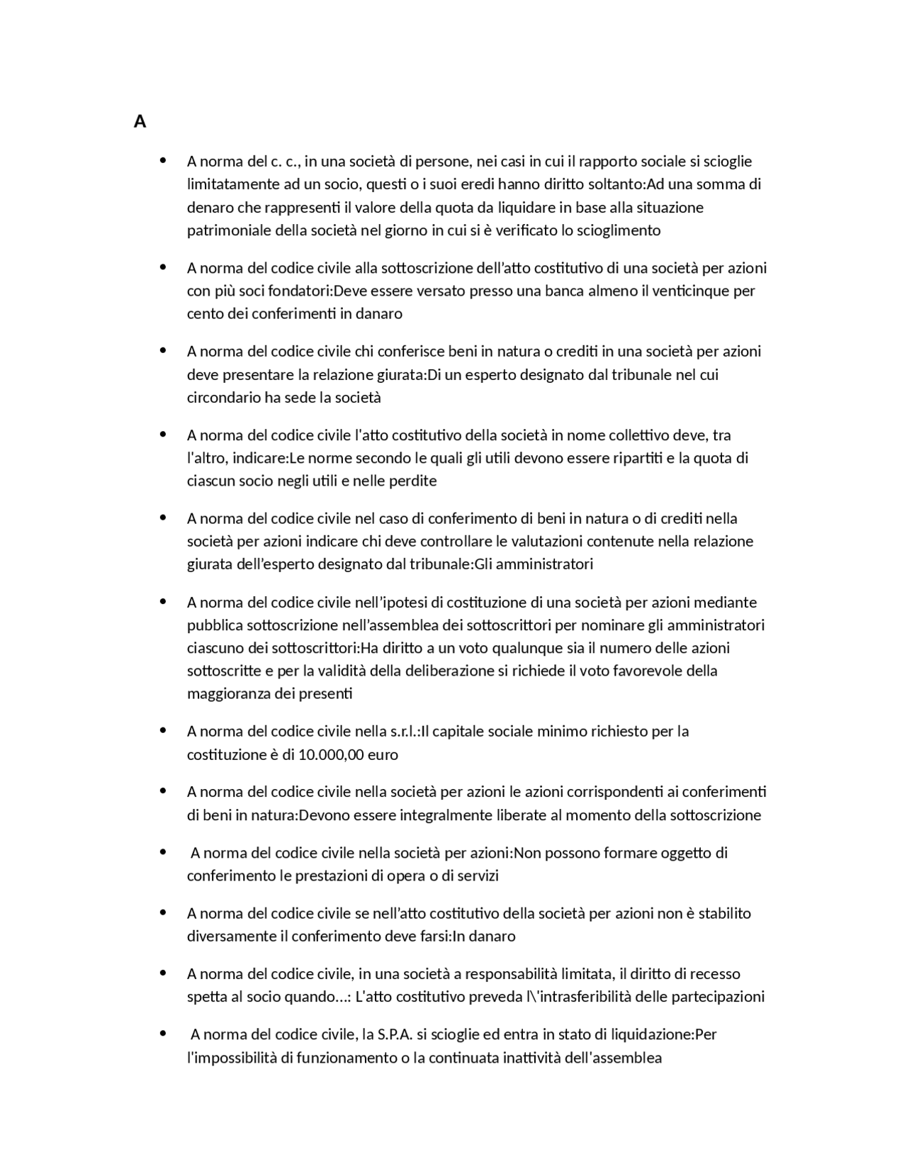 Domande e risposte A-Z esame diritto commerciale unipegaso - Docsity