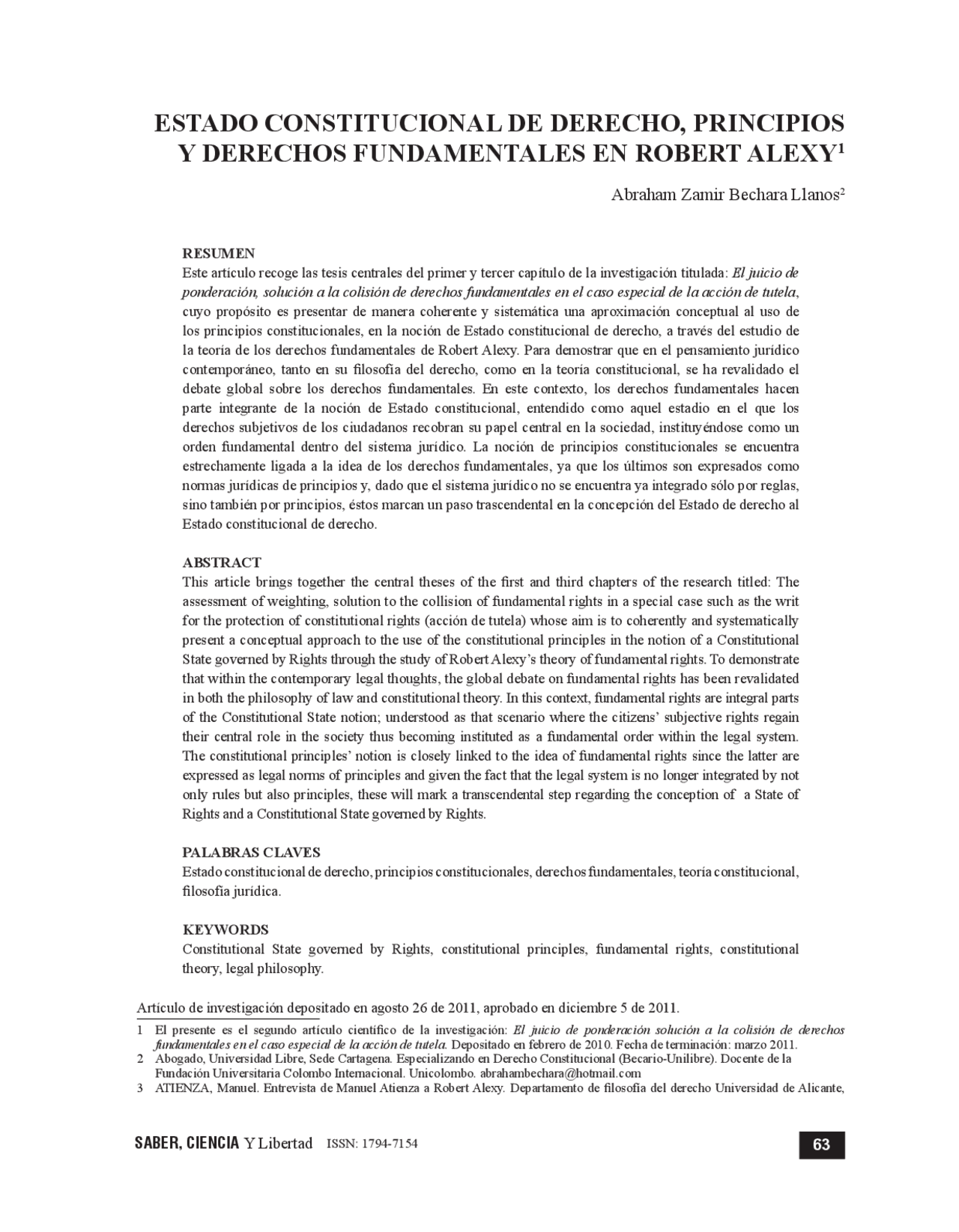 Estado constitucional de derecho de principios y derechos humanos - Docsity