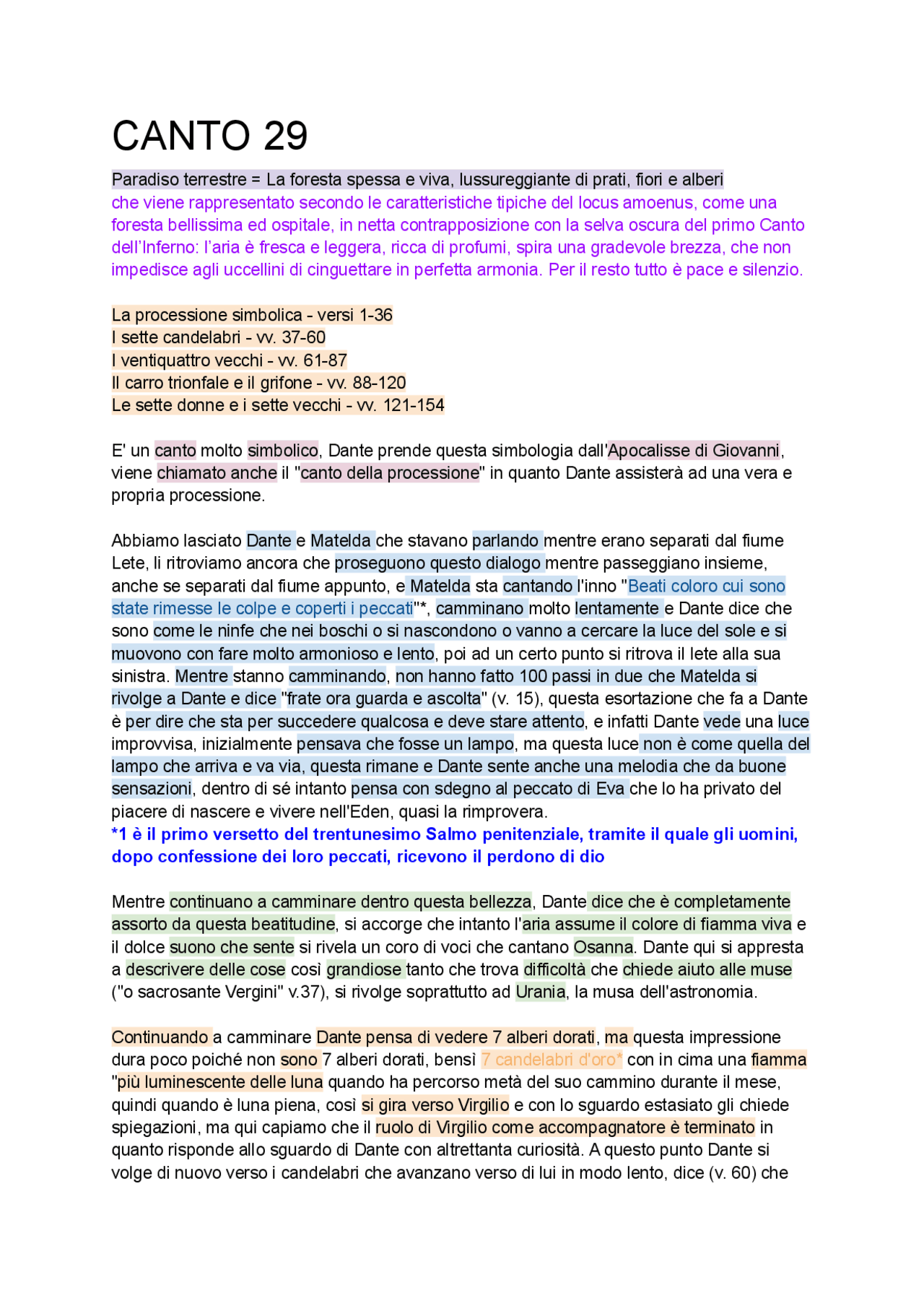 CANTO 29 PURGATORIO DETTAGLI SIMBOLOGIA - Docsity