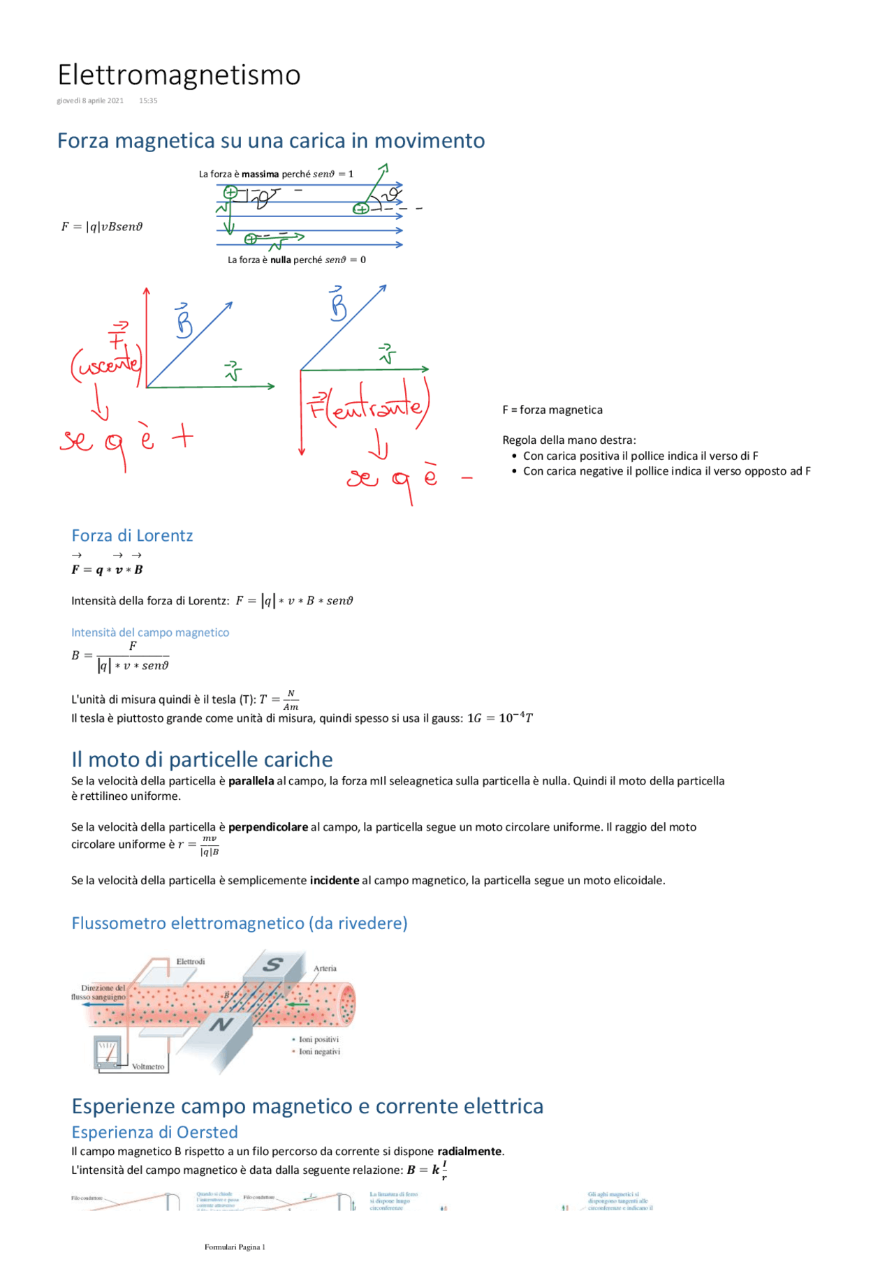 L'elettromagnetismo: formule e altro - Docsity