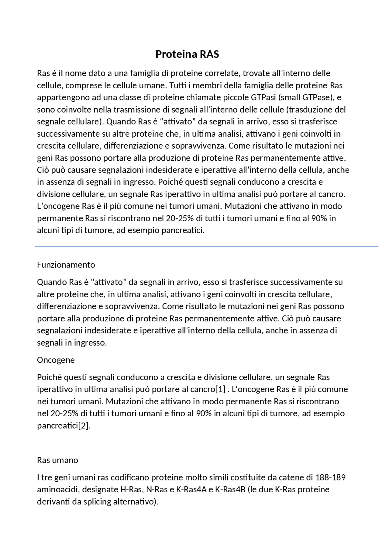 Appunti sulla proteina RAS - Docsity