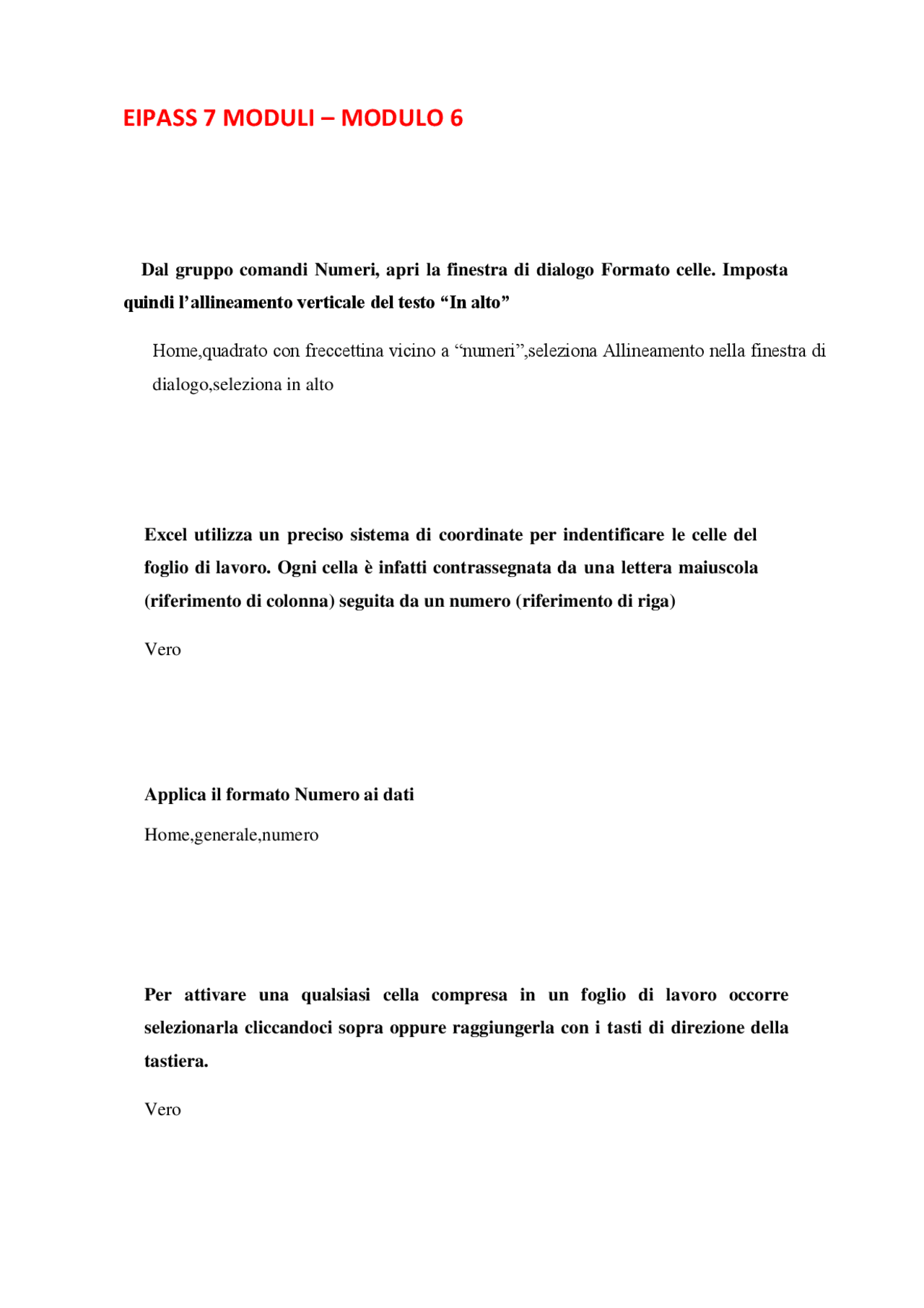 Eipass 7 Moduli Modulo 6 Panieri Di Elementi Di Informatica Docsity