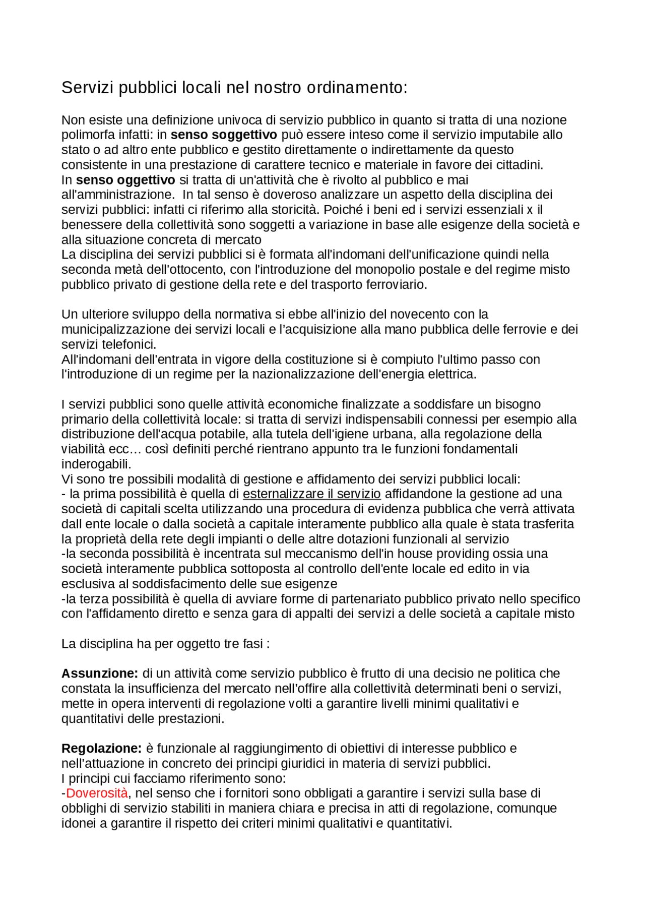 Servizi Pubblici Essenziali Docsity